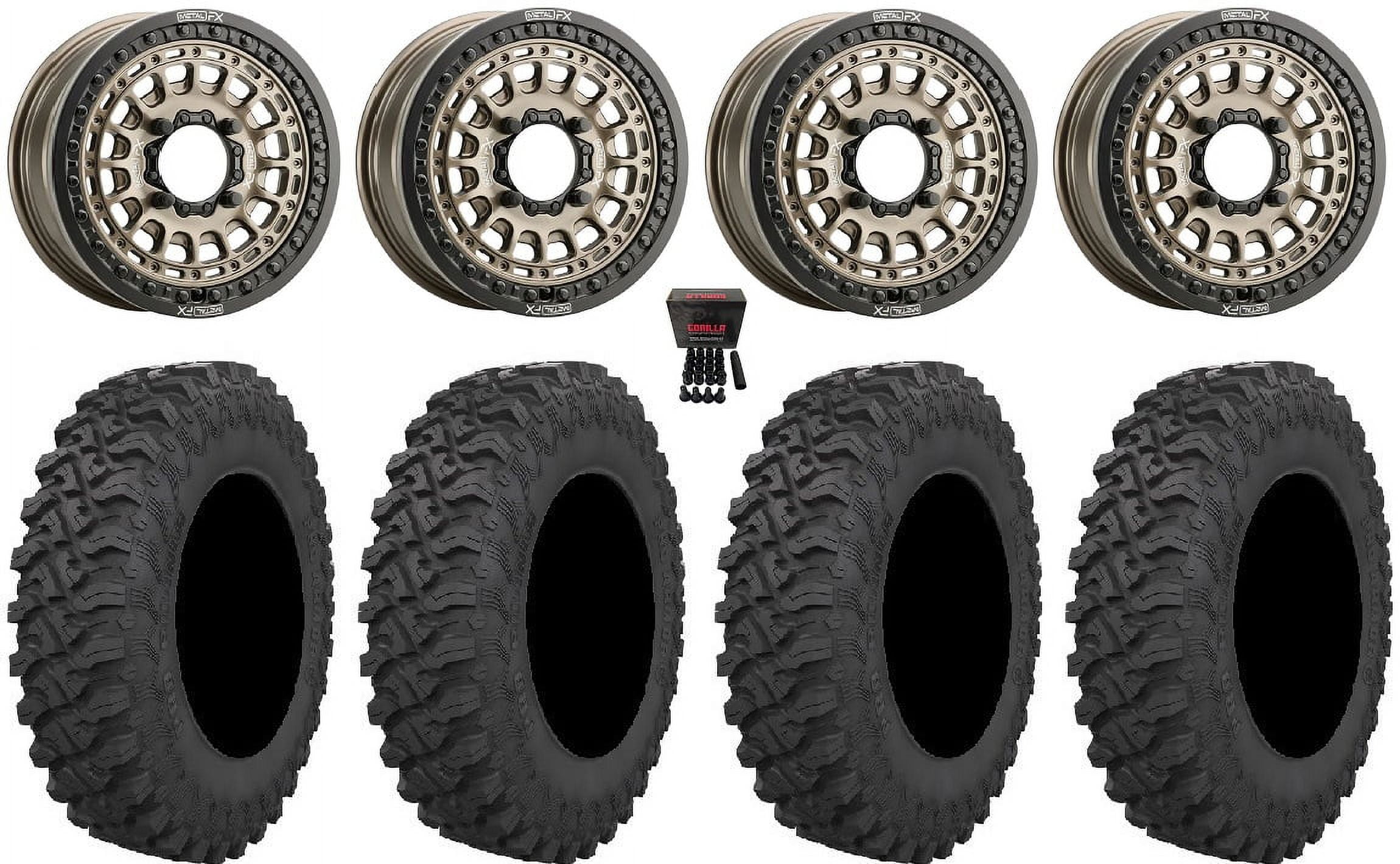 MetalFX Hitman Beadlock 15" Wheels Bronze 33" Pro Runner Tires Can-Am ...