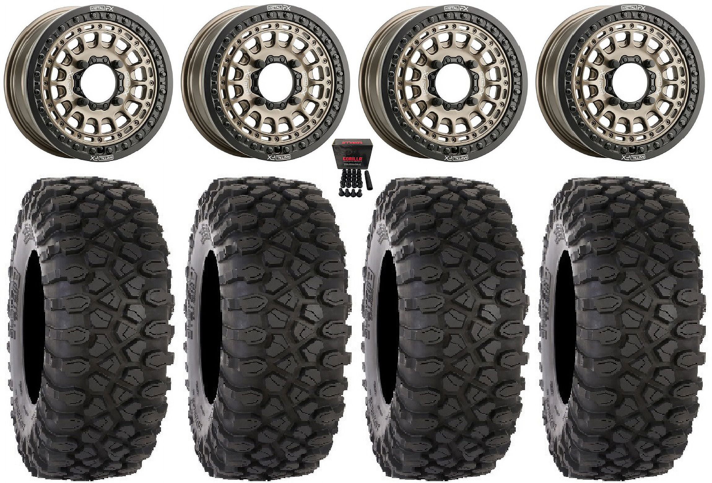 MetalFX Hitman Beadlock 15" Wheels Bronze 35" XC450 Tires Sportsman RZR ...