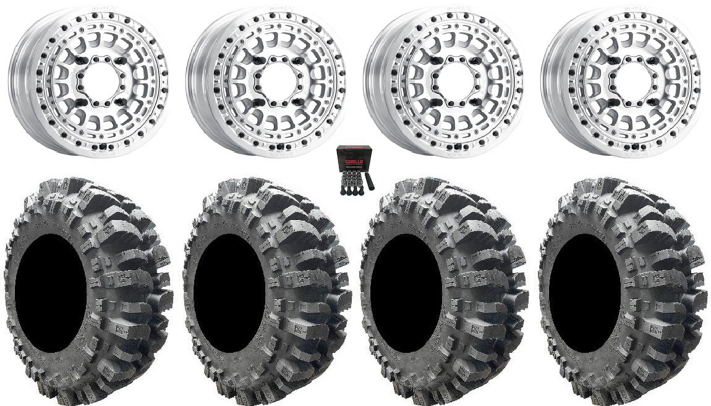MetalFX Hitman Beadlock 15x6 Wheels Raw 30" Bogger Tires Kawasaki Mule ...