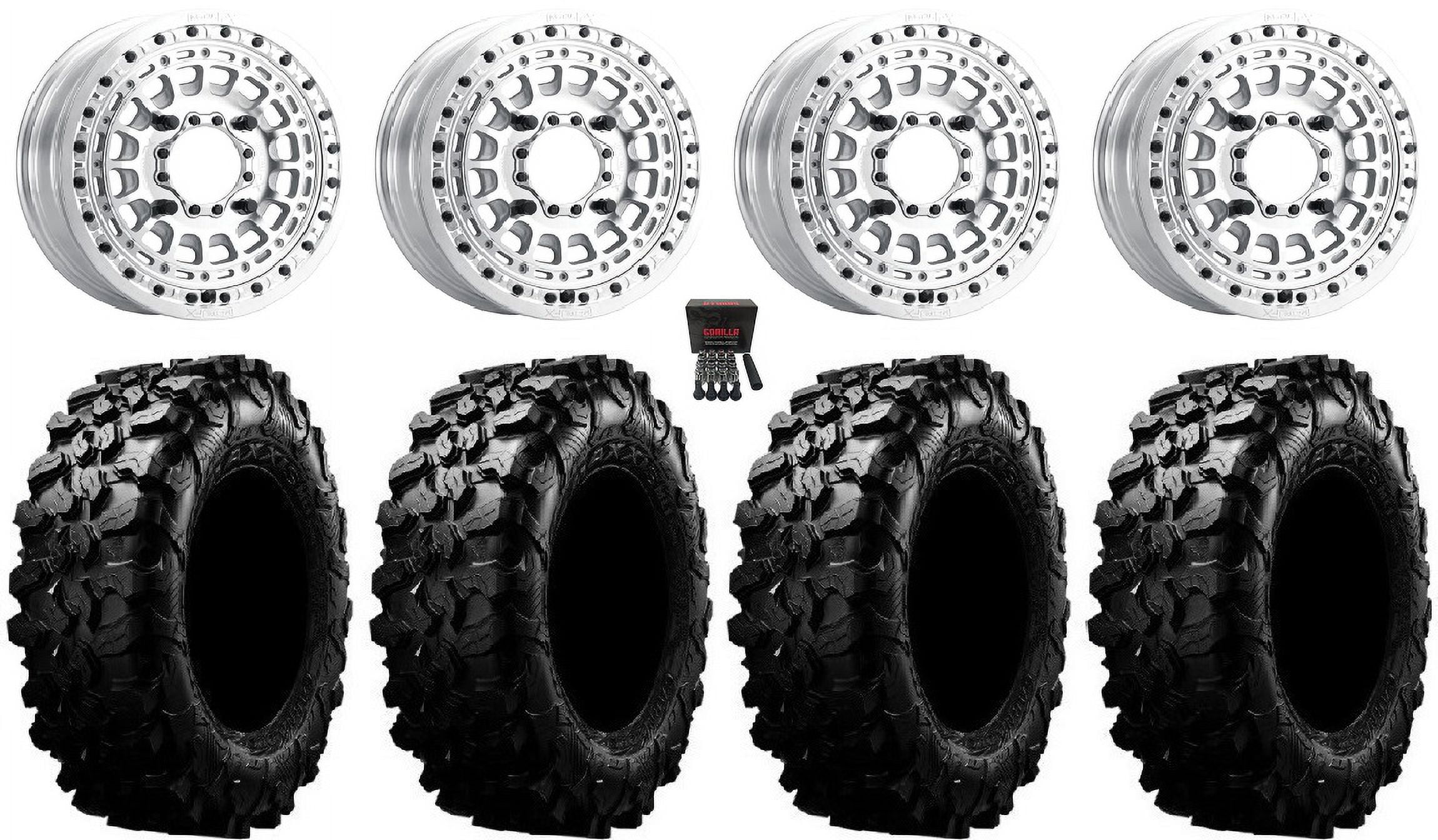 MetalFX Hitman Beadlock 15x6 Wheels Raw 31" Carnivore Tires Polaris RZR ...