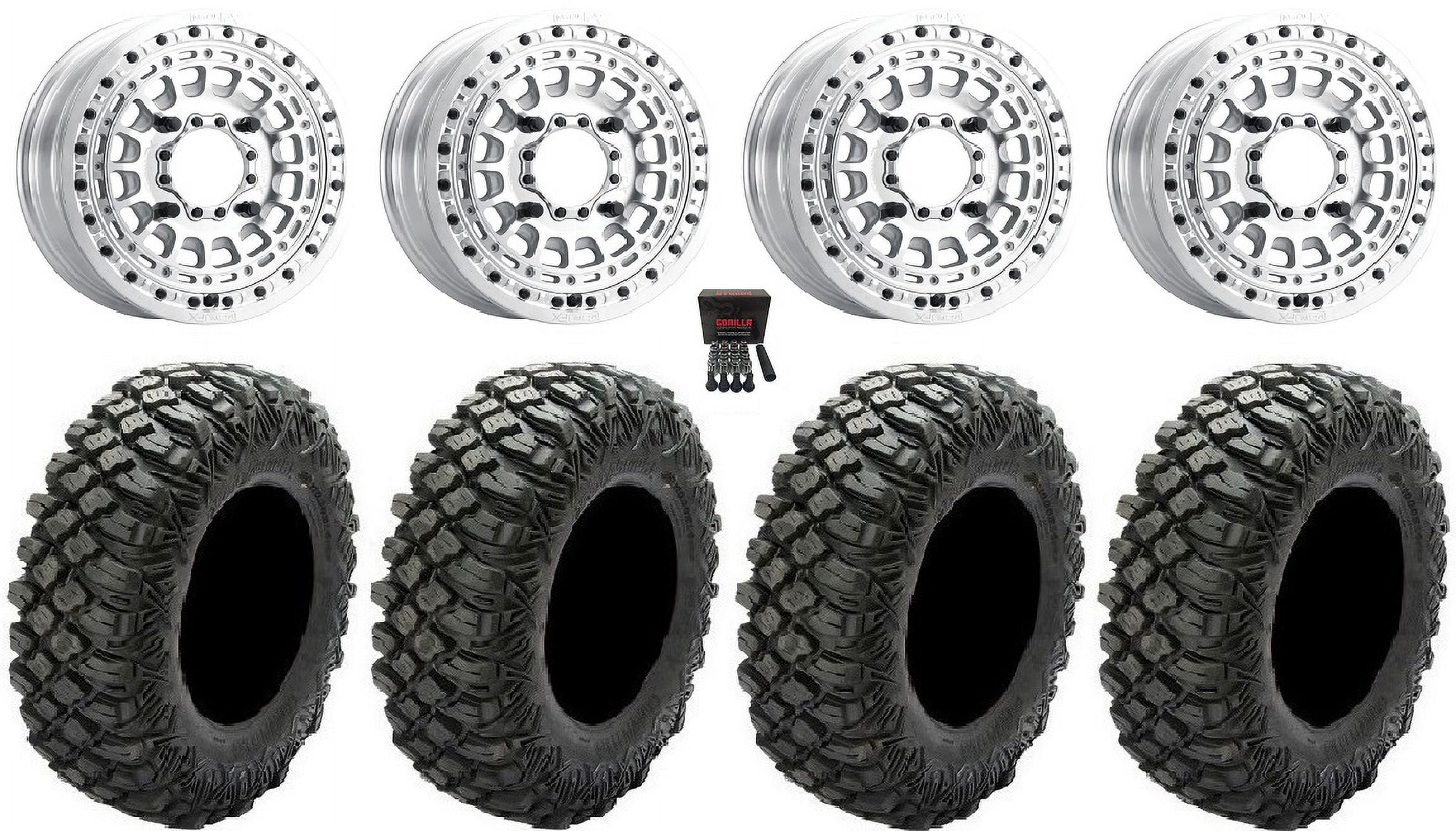 MetalFX Hitman Beadlock 15x6 Wheels Raw 32" Crawler XR Tires Polaris ...