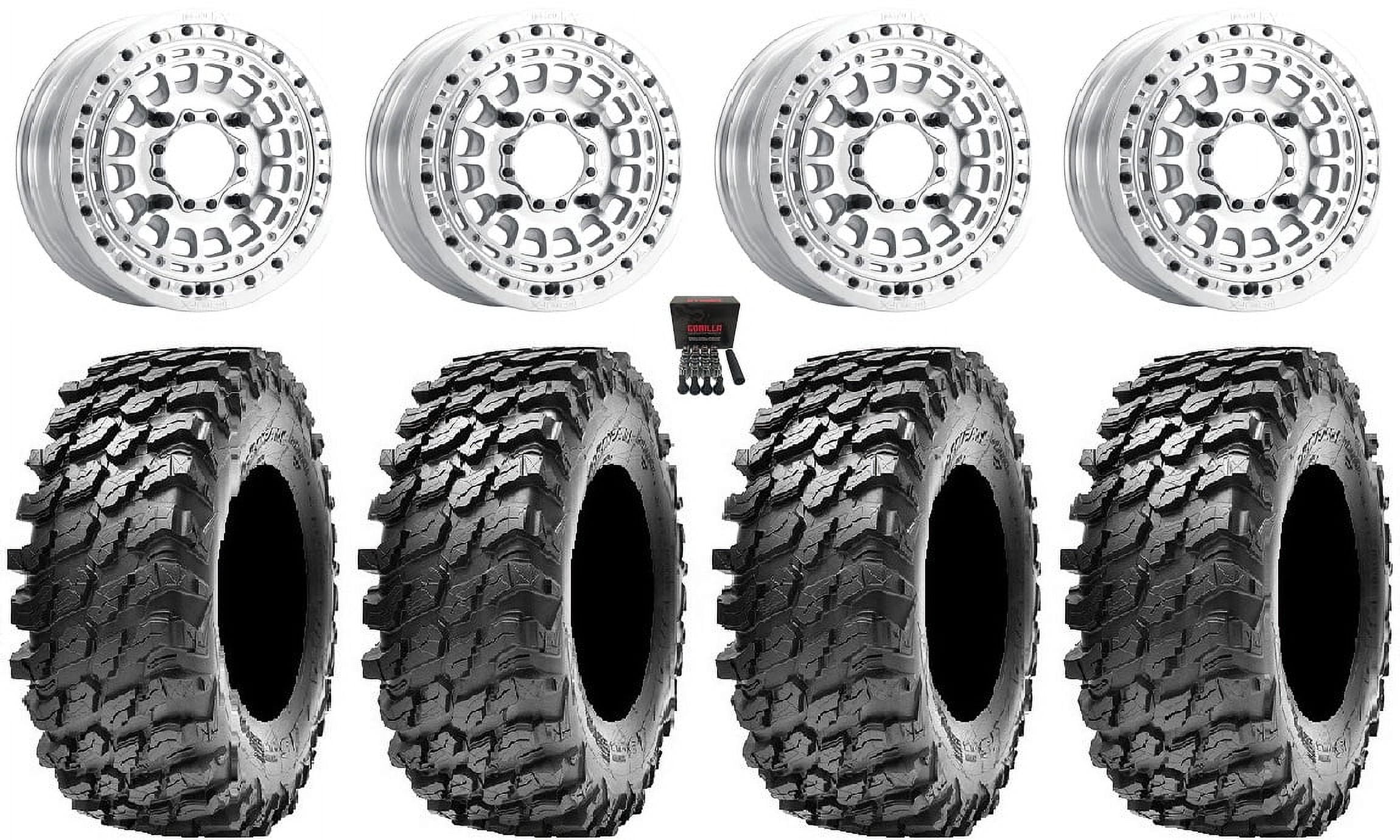 MetalFX Hitman Beadlock 15x6 Wheels Raw 32" Rampage Tires Polaris RZR ...