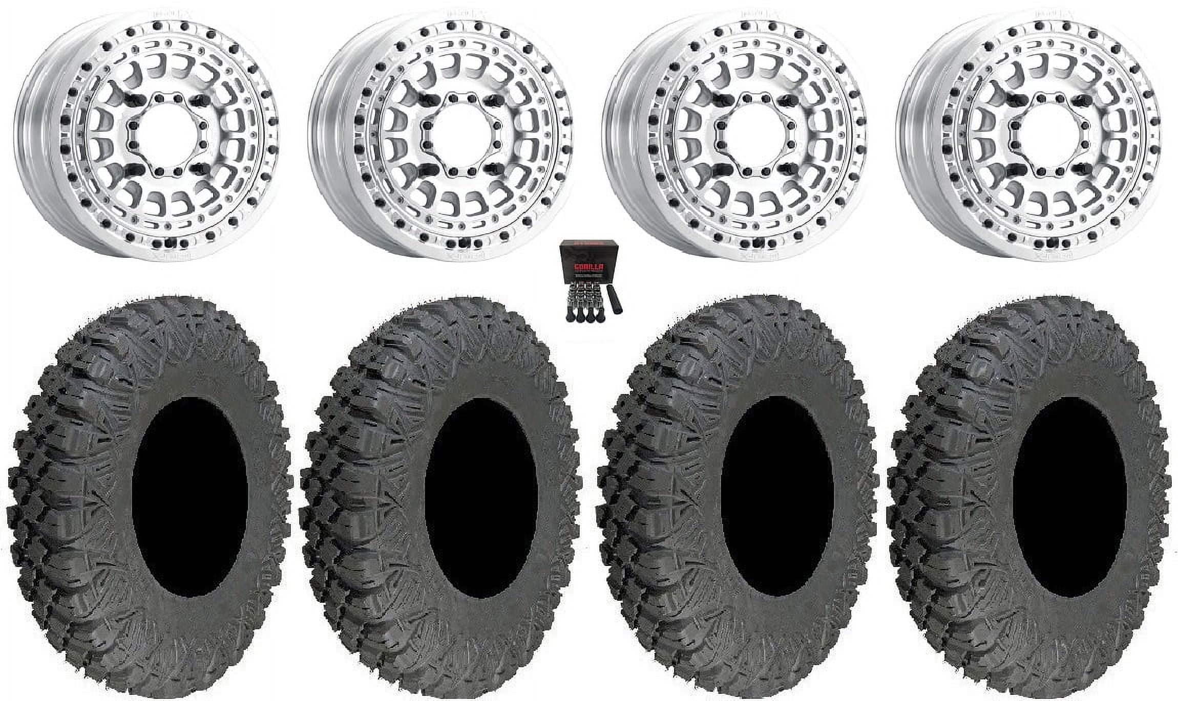 MetalFX Hitman Beadlock 15x6 Wheels Raw 33" Race Soft Tires Sportsman ...