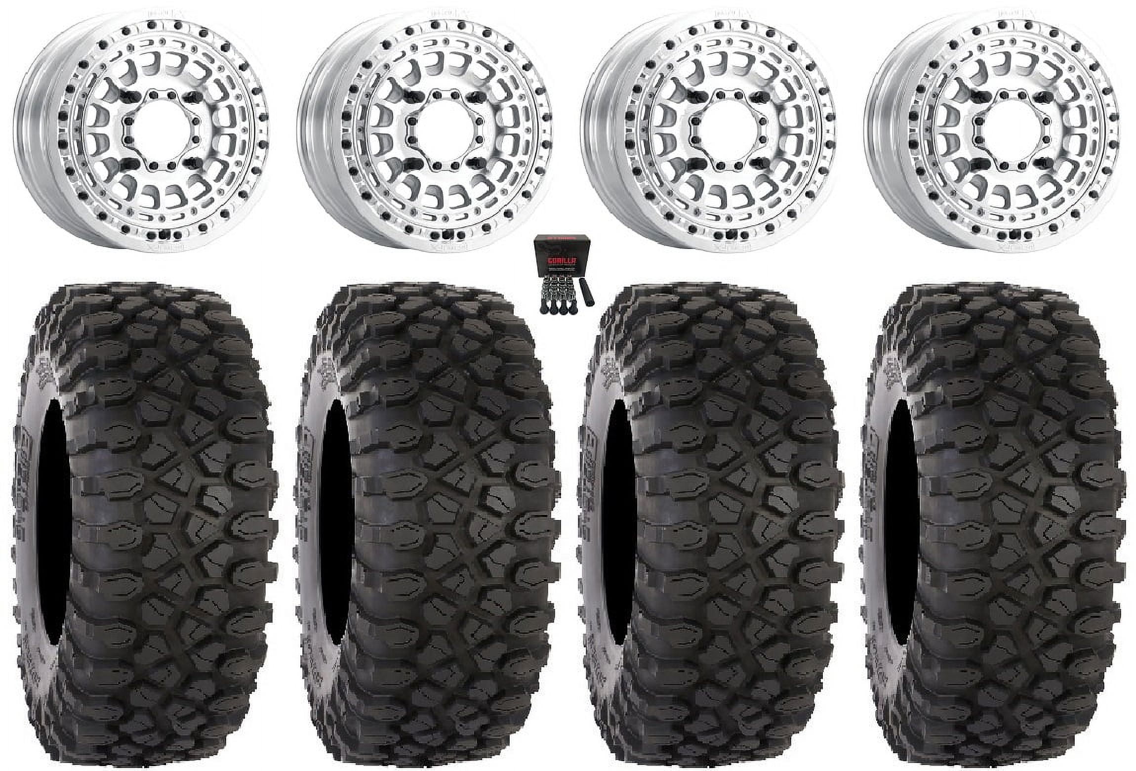 MetalFX Hitman Beadlock 15x6 Wheels Raw 35" XC450 Tires Sportsman RZR ...