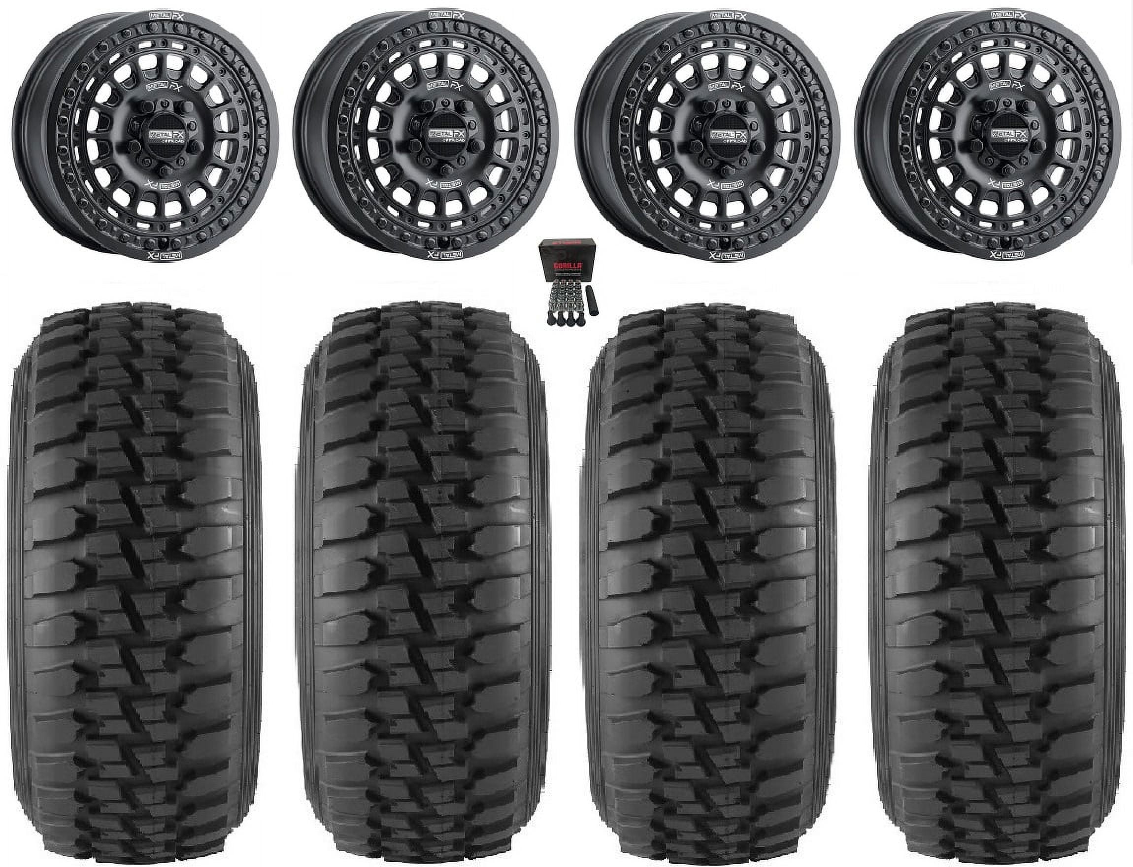 MetalFX Hitman R Bdlk 15" Wheels Bk 32" DS Soft Tires Polaris RZR Turbo ...