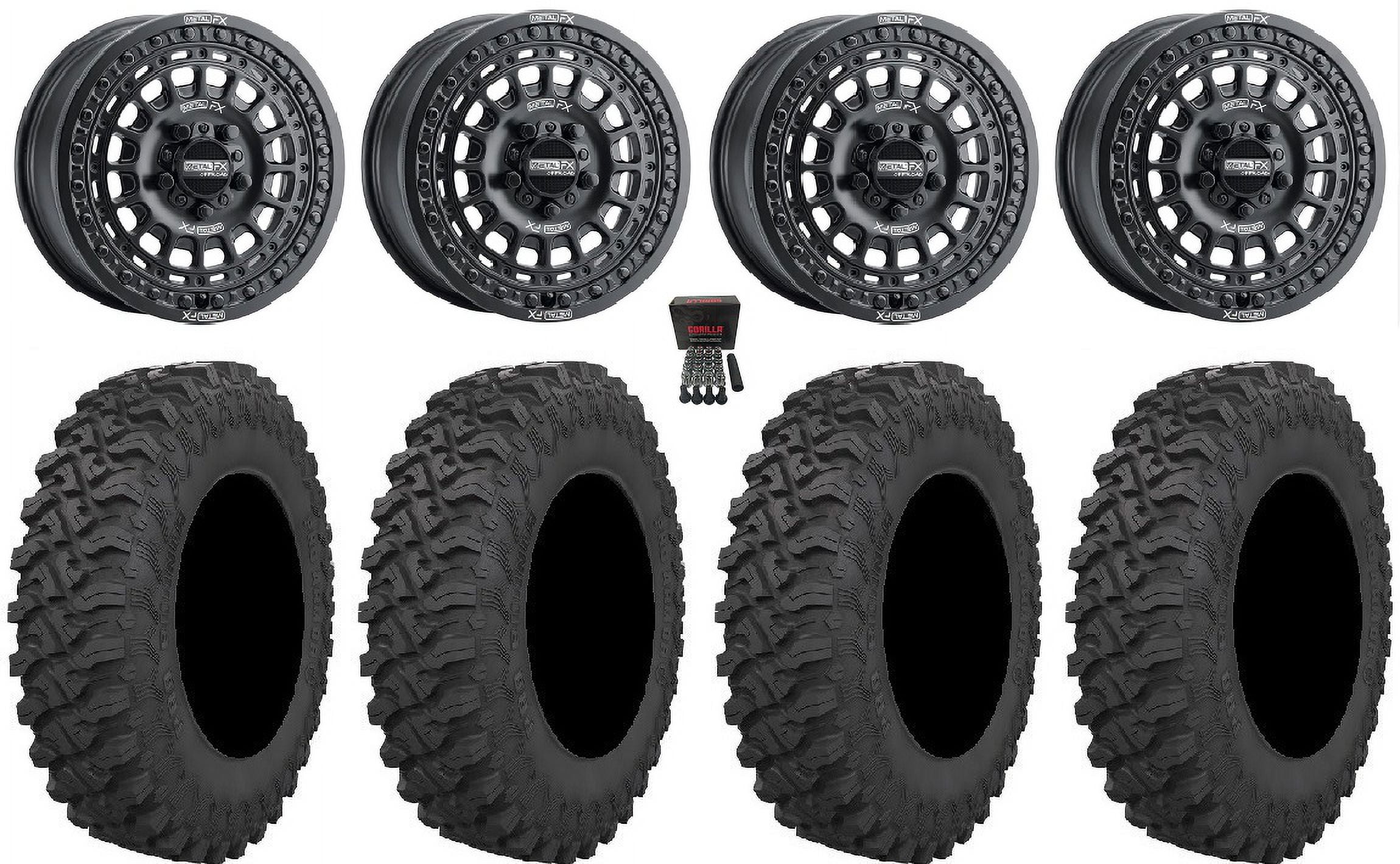 MetalFX Hitman R Bdlk 15" Wheels Bk 33" Pro Runner Tires Polaris RZR ...