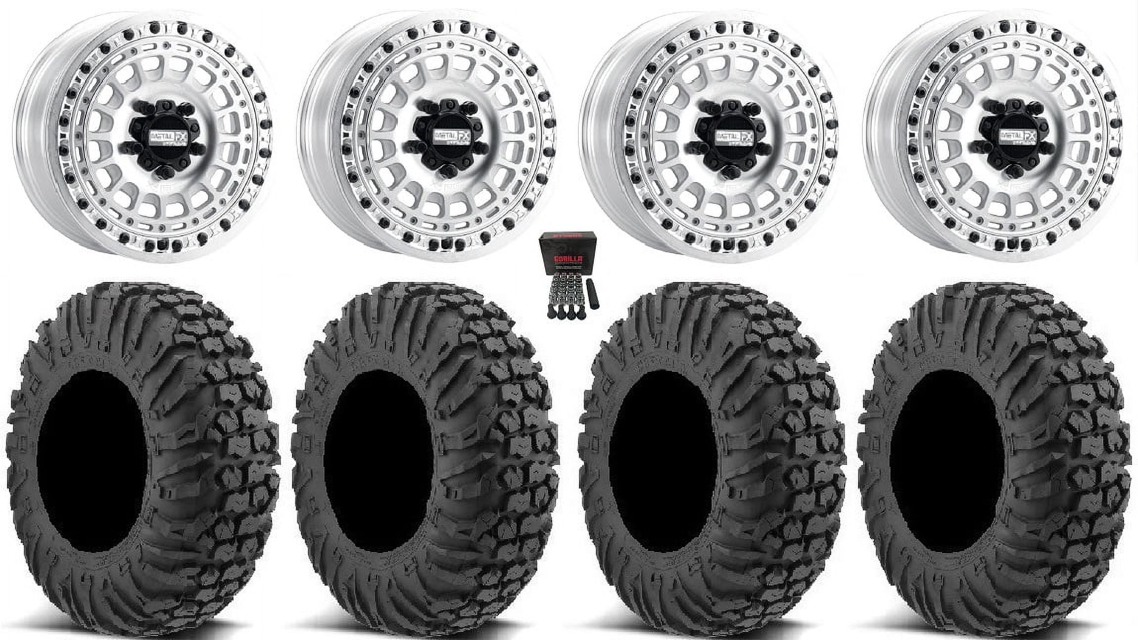 MetalFX Hitman R Bdlk 15" Wheels Raw 34" MotoVator Tires Polaris RZR ...