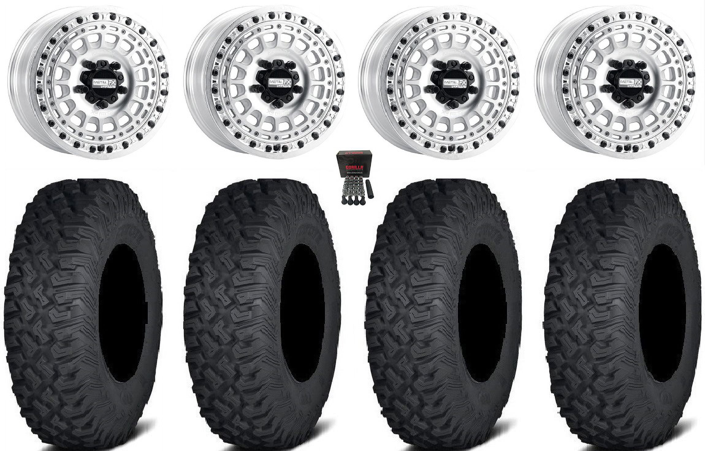 MetalFX HitmanR Bdlk 15" Wheels Raw 33" Coyote Tires Polaris RZR Turbo ...