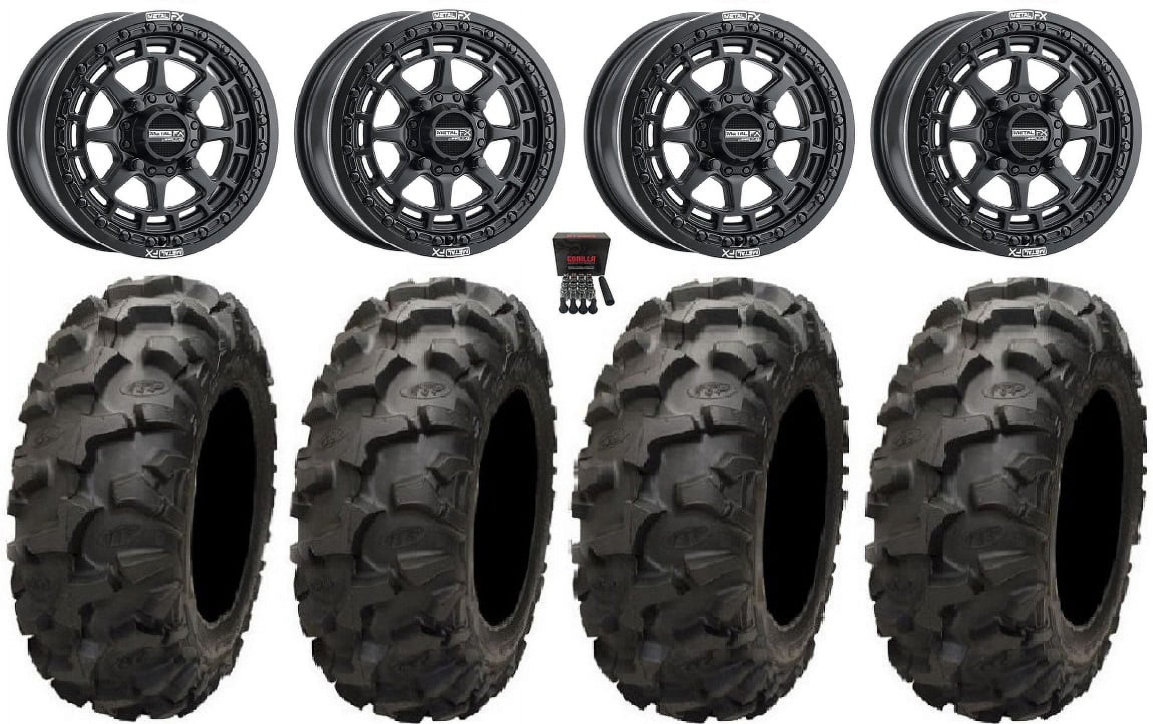 MetalFX Outlaw Bdlk 15" Wheels Bk 30" Blackwater Tires Can-Am Maverick ...