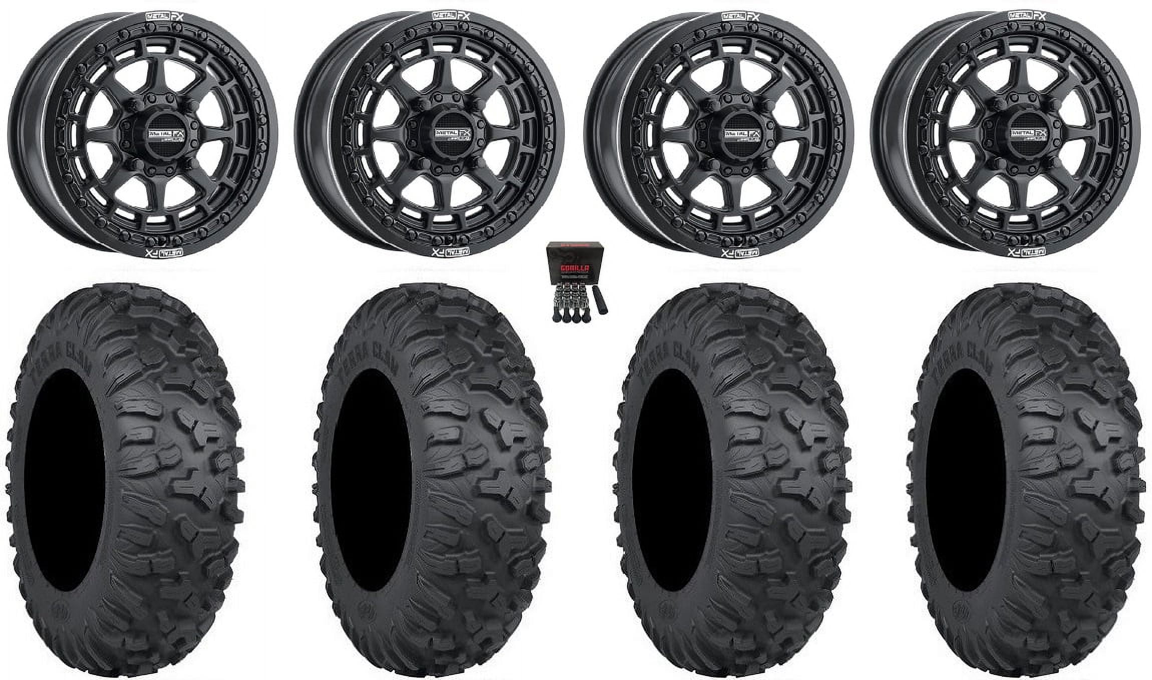 MetalFX Outlaw Bdlk 15" Wheels Bk 30" Terra Claw Tires Can-Am Commander ...
