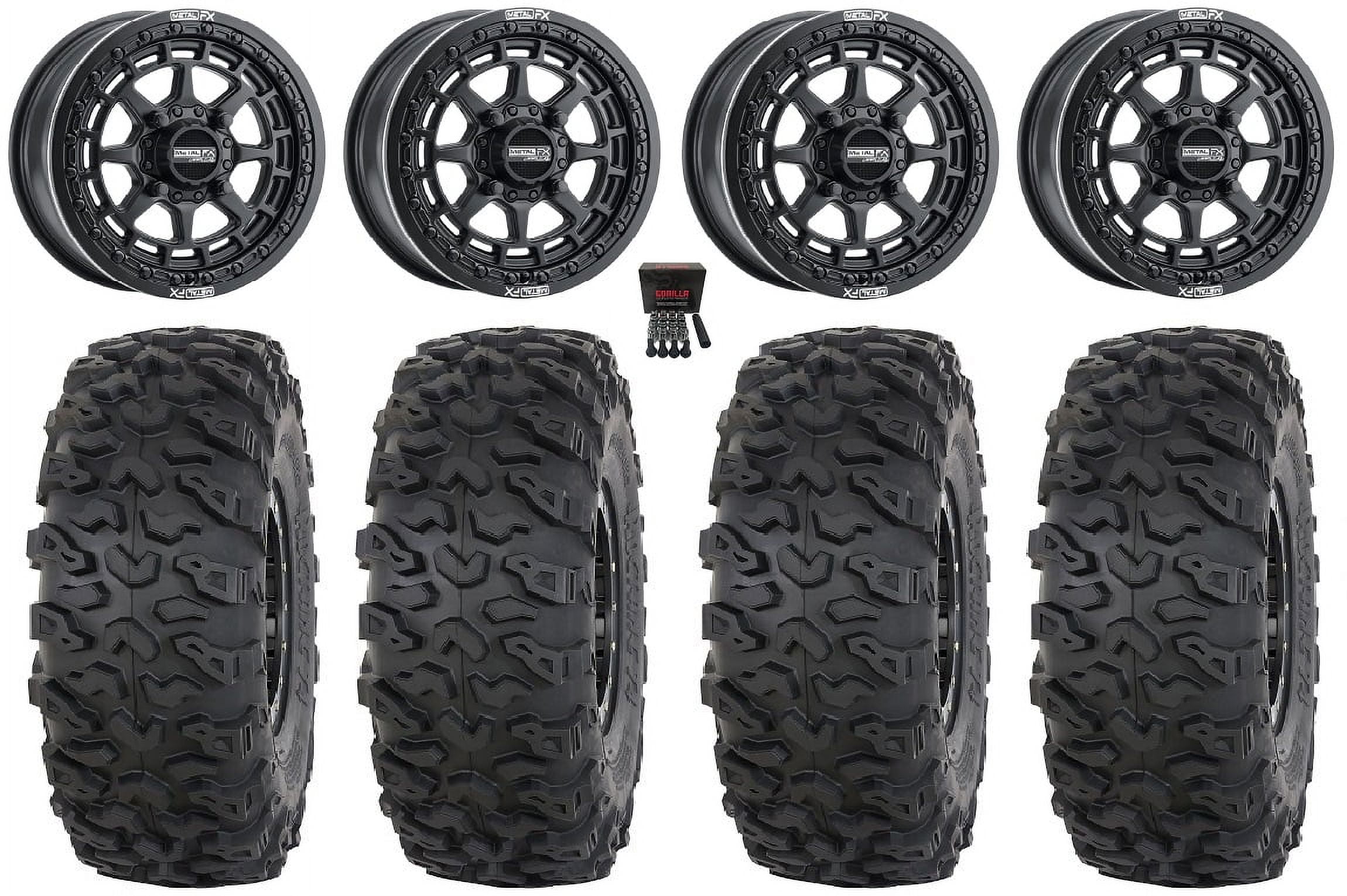 MetalFX Outlaw Bdlk 15" Wheels Bk 33" Roctane T4 Tires Can-Am Maverick ...