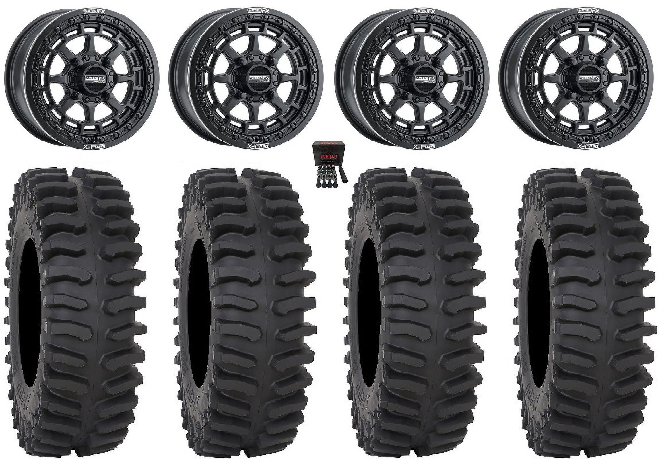 MetalFX Outlaw Bdlk 15" Wheels Bk 33" XT400 Tires Polaris RZR XP 1000 ...