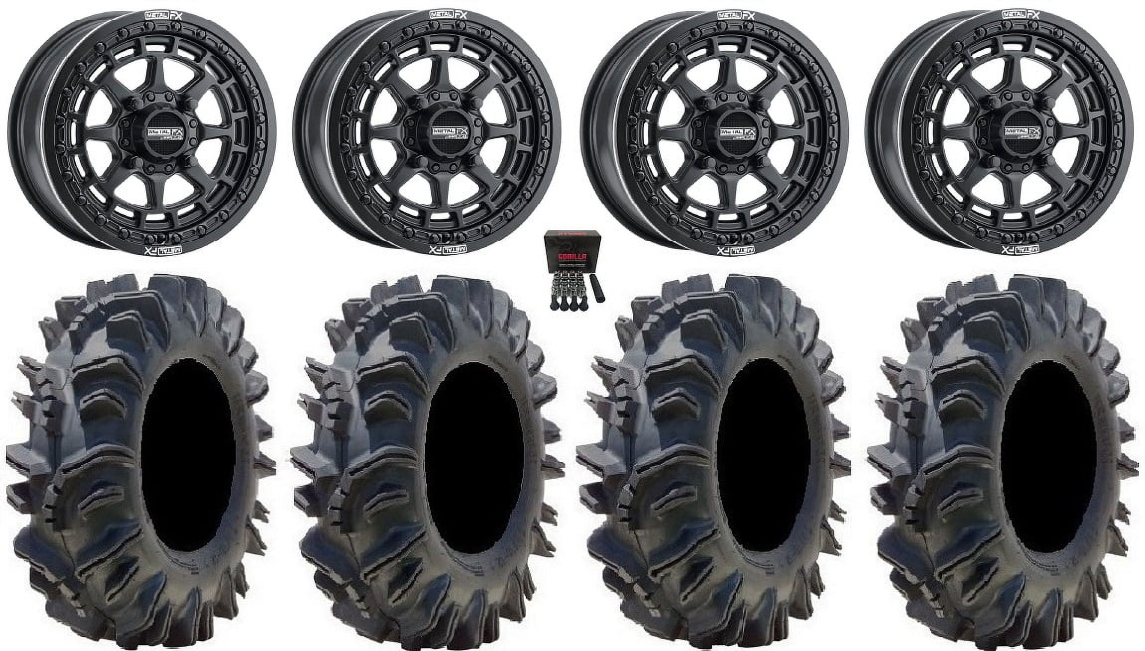 MetalFX Outlaw Bdlk 15" Wheels Bk 34" Terminator Tires Can-Am Maverick ...
