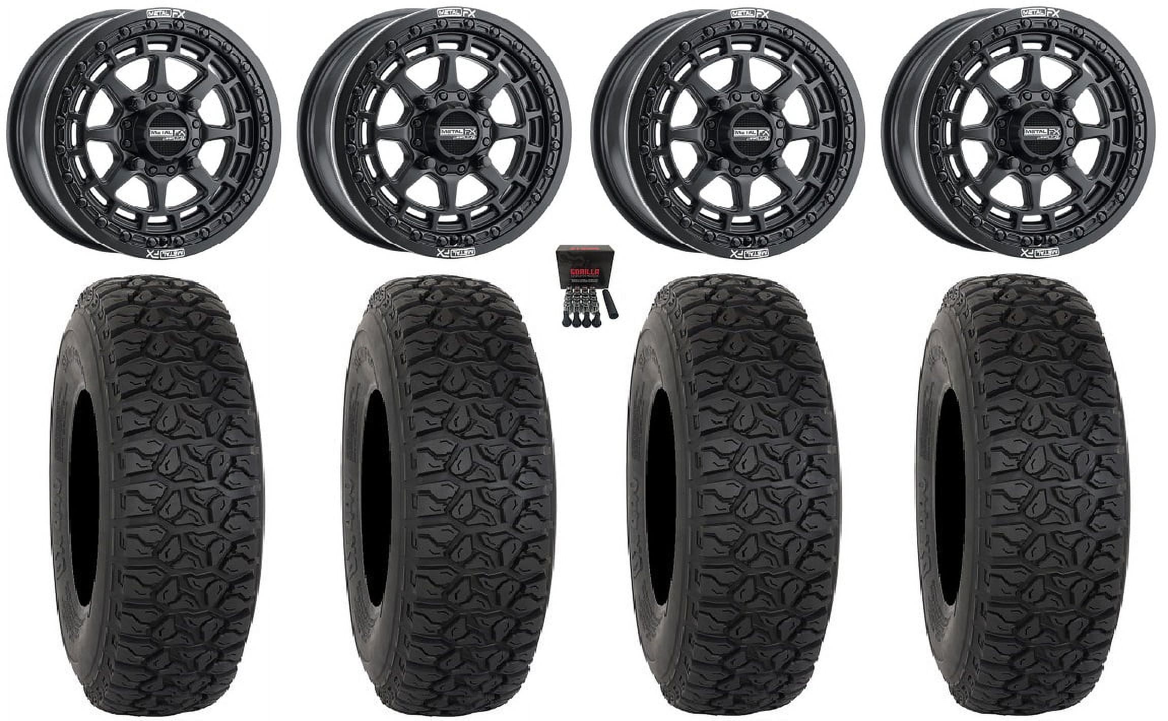 MetalFX Outlaw Bdlk 15" Wheels Bk 35" DX440 Tires Kawasaki Teryx Mule ...