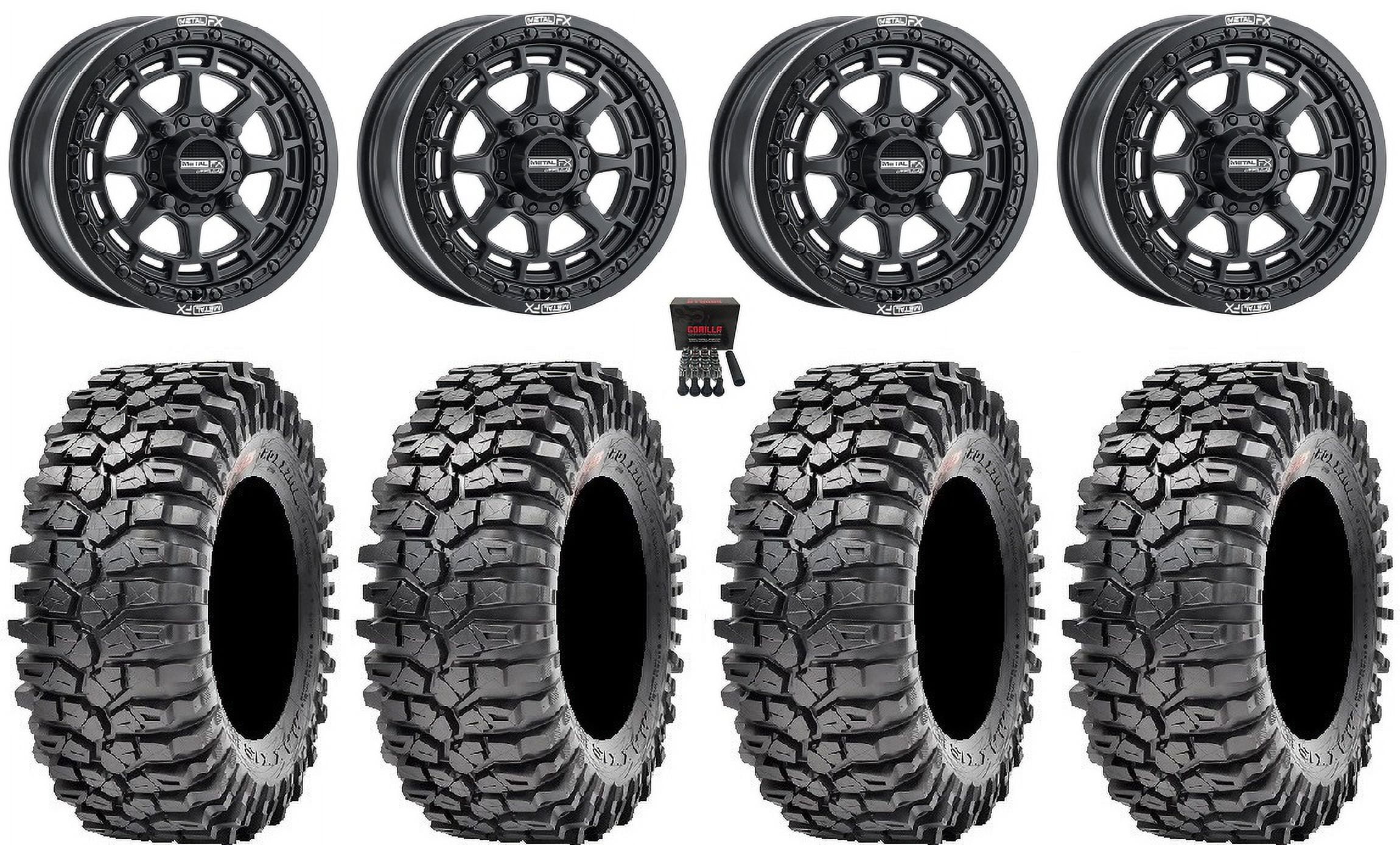 MetalFX Outlaw Bdlk 15" Wheels Bk 35" Roxxzilla Tires Polaris RZR XP 1000 / PRO XP / Ranger XP ...