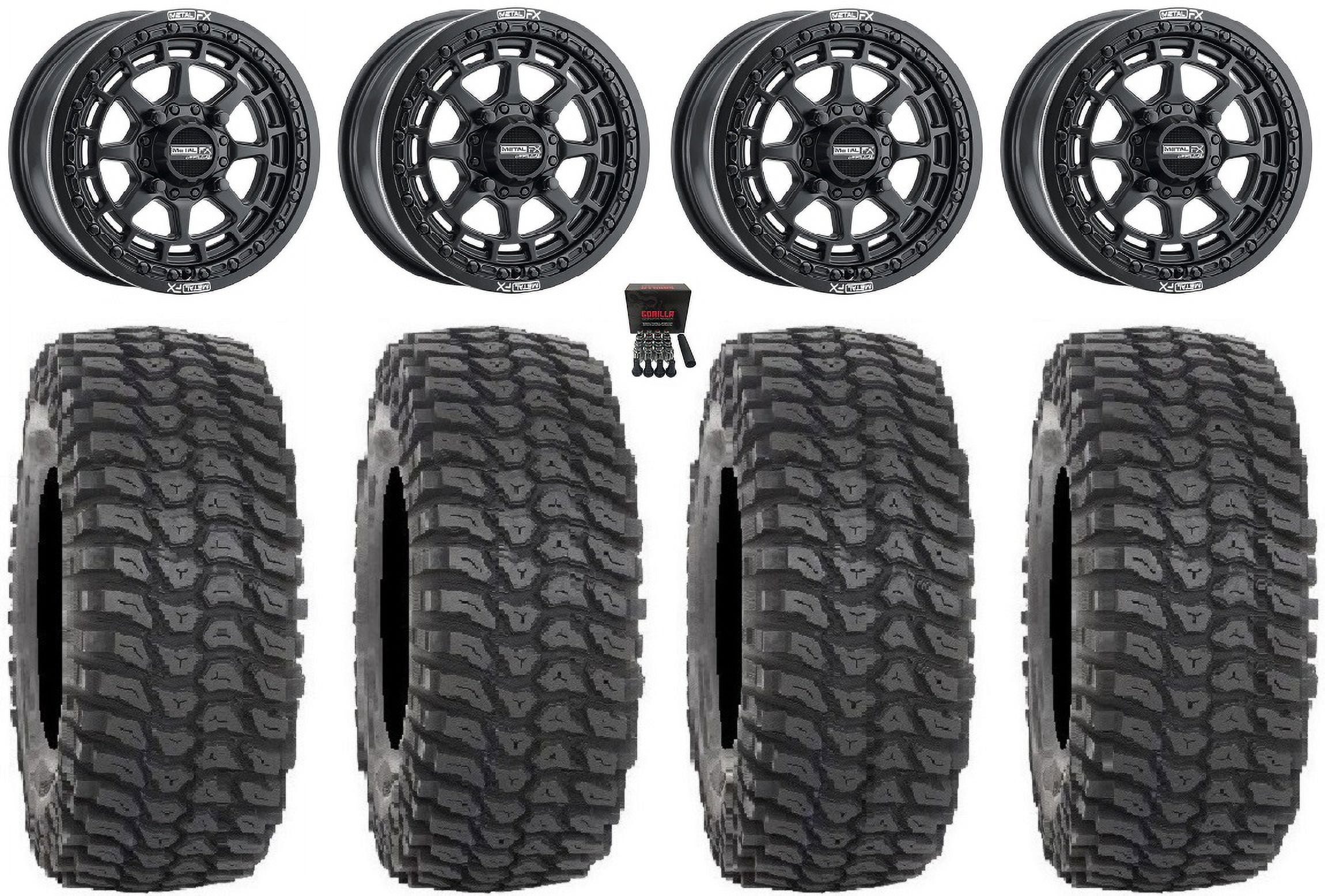 MetalFX Outlaw Bdlk 15" Wheels Bk 35" XCR350 Tires Can-Am Commander ...