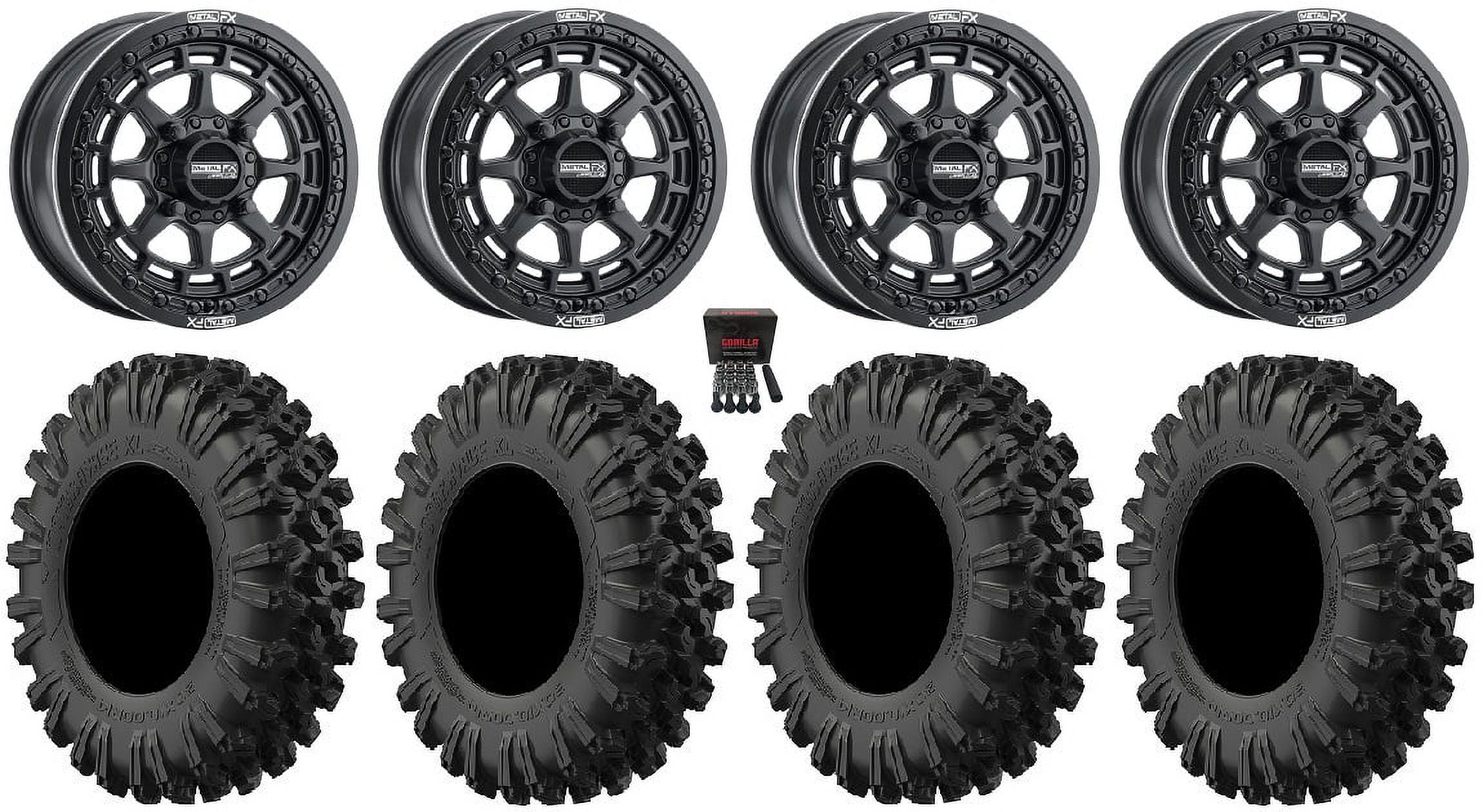 MetalFX Outlaw Bdlk 15" Wheels Bk 37" MotoRavageXL Tires Kawasaki Mule ...