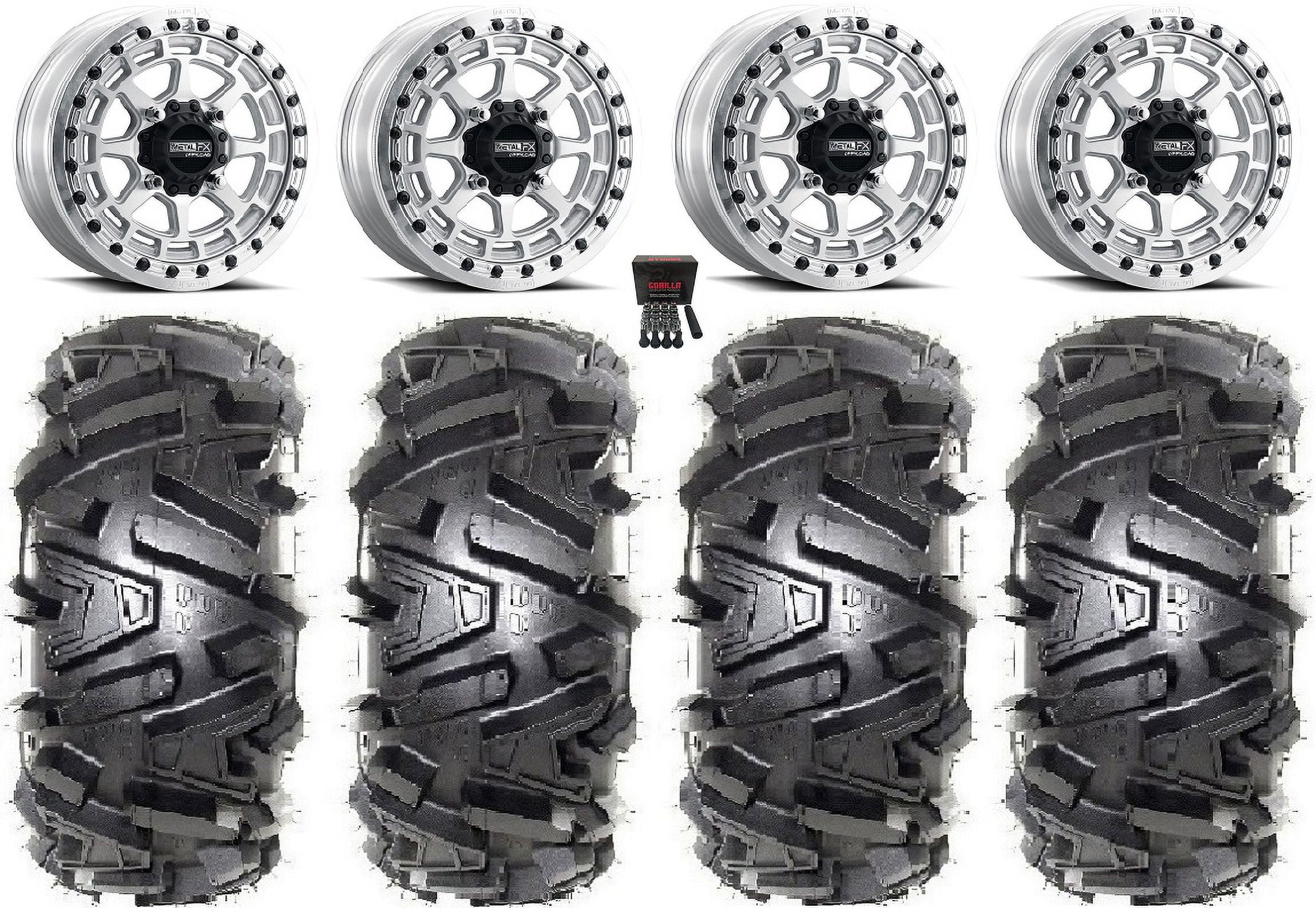MetalFX Outlaw Bdlk 15" Wheels Raw 28" Moto MTC Tires Can-Am Maverick ...