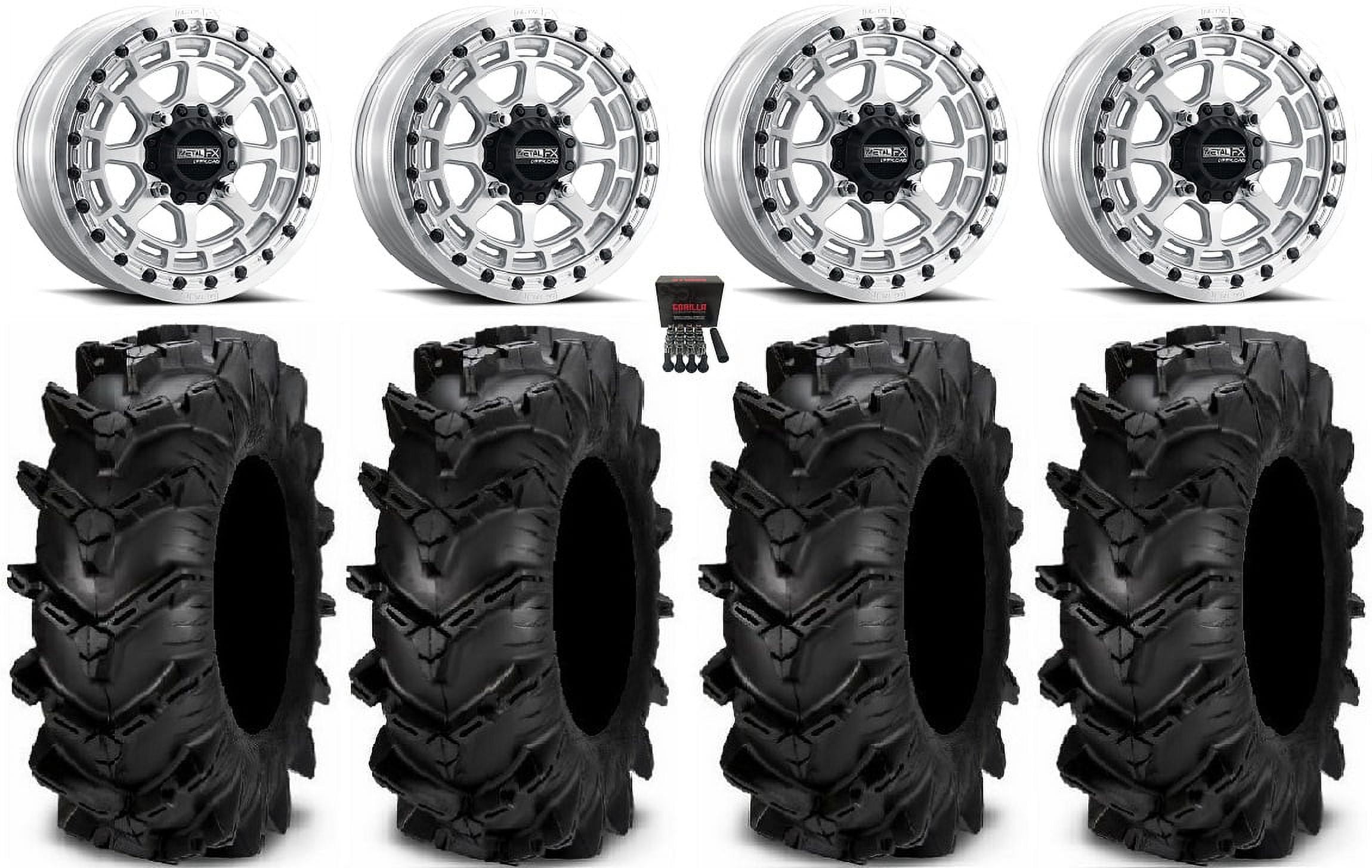 MetalFX Outlaw Bdlk 15" Wheels Raw 32" Cryptid Tires Kawasaki Teryx ...