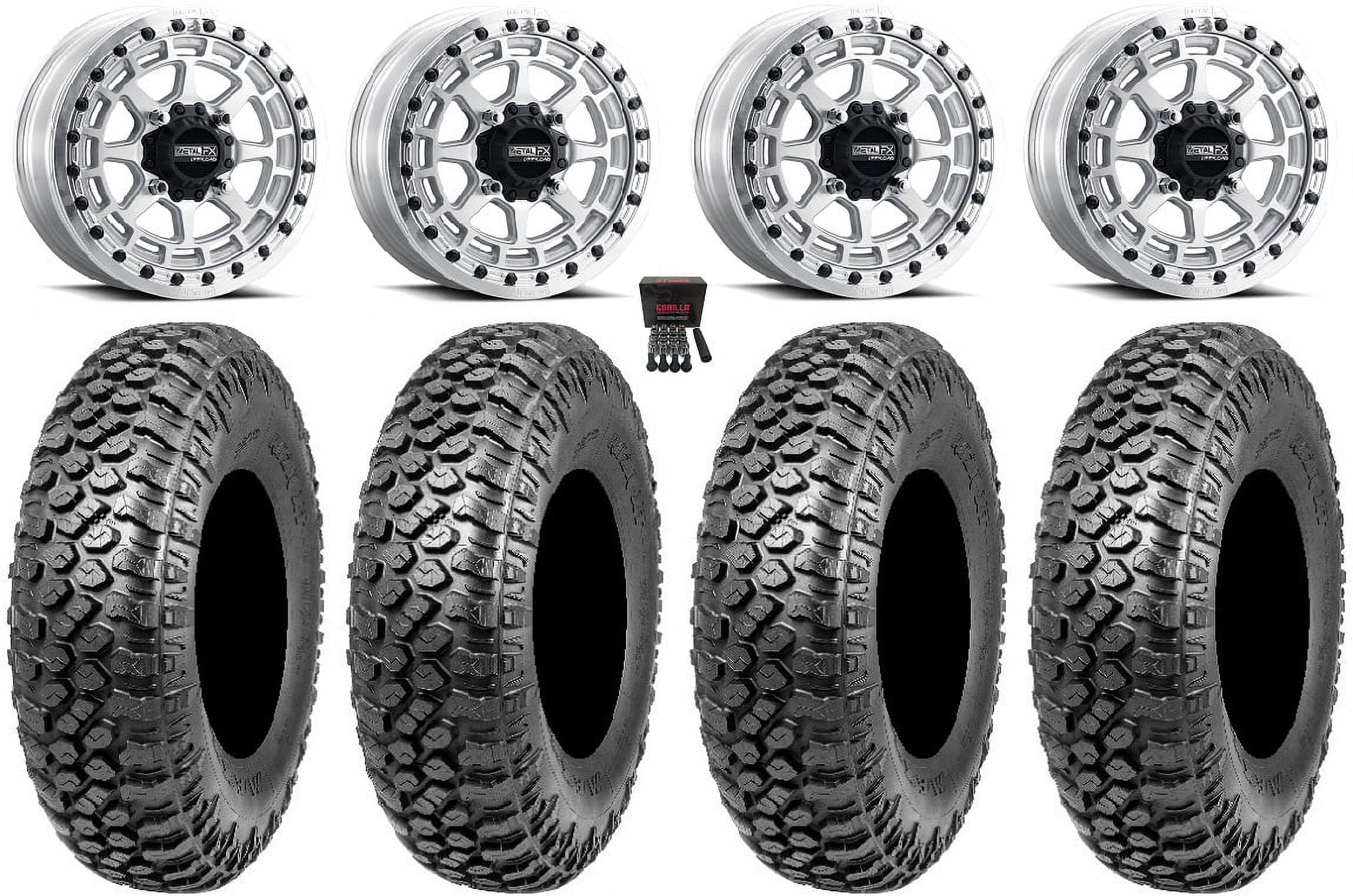 MetalFX Outlaw Bdlk 15" Wheels Raw 33" RAZR XT Tires Can-Am Maverick X3 ...