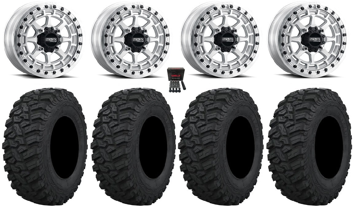 MetalFX Outlaw Bdlk 15" Wheels Raw 33" Trekker Tires SportsmanRZRRanger ...