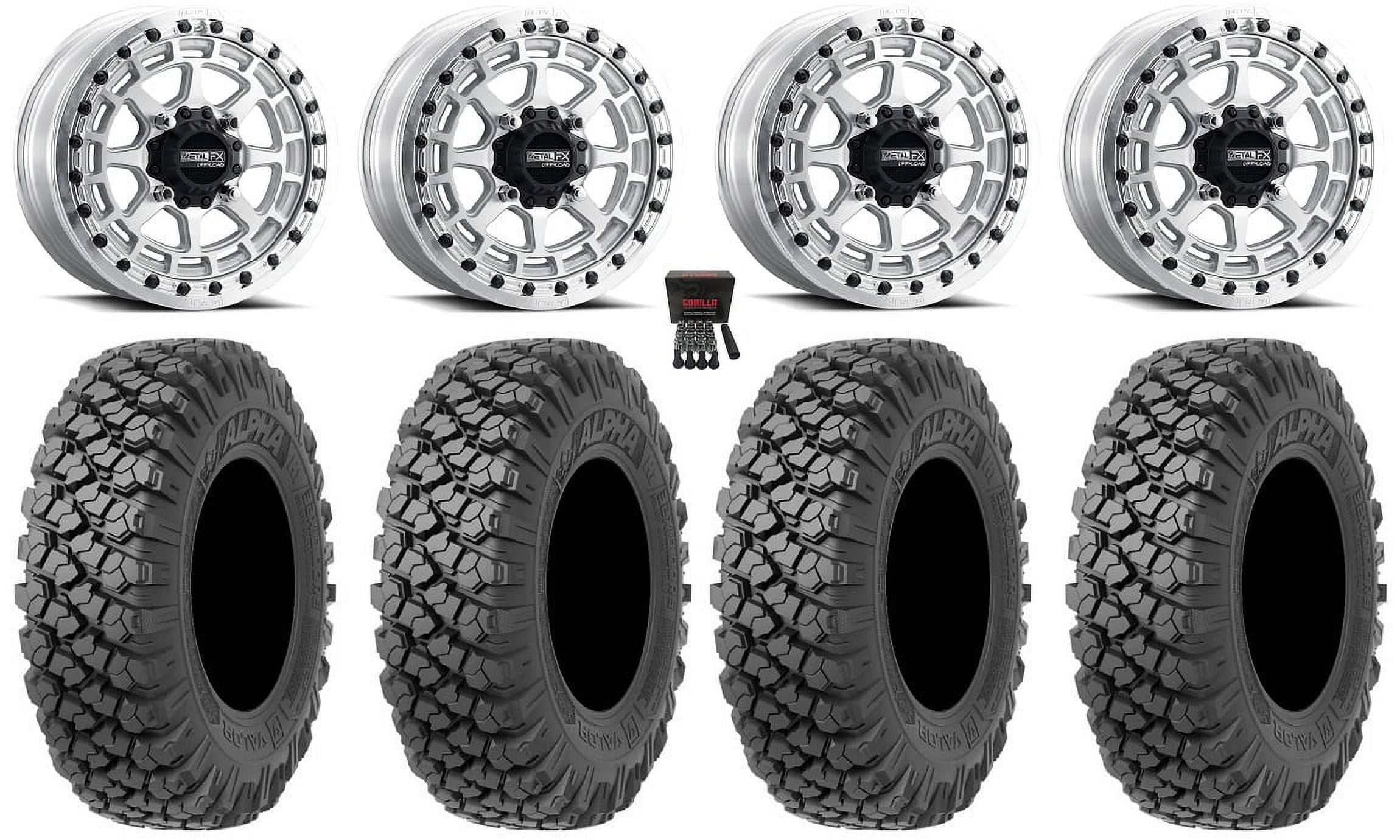 MetalFX Outlaw Bdlk 15" Wheels Raw 35" Alpha Tires Polaris RZR XP 1000 / PRO XP / Ranger XP 900/ ...