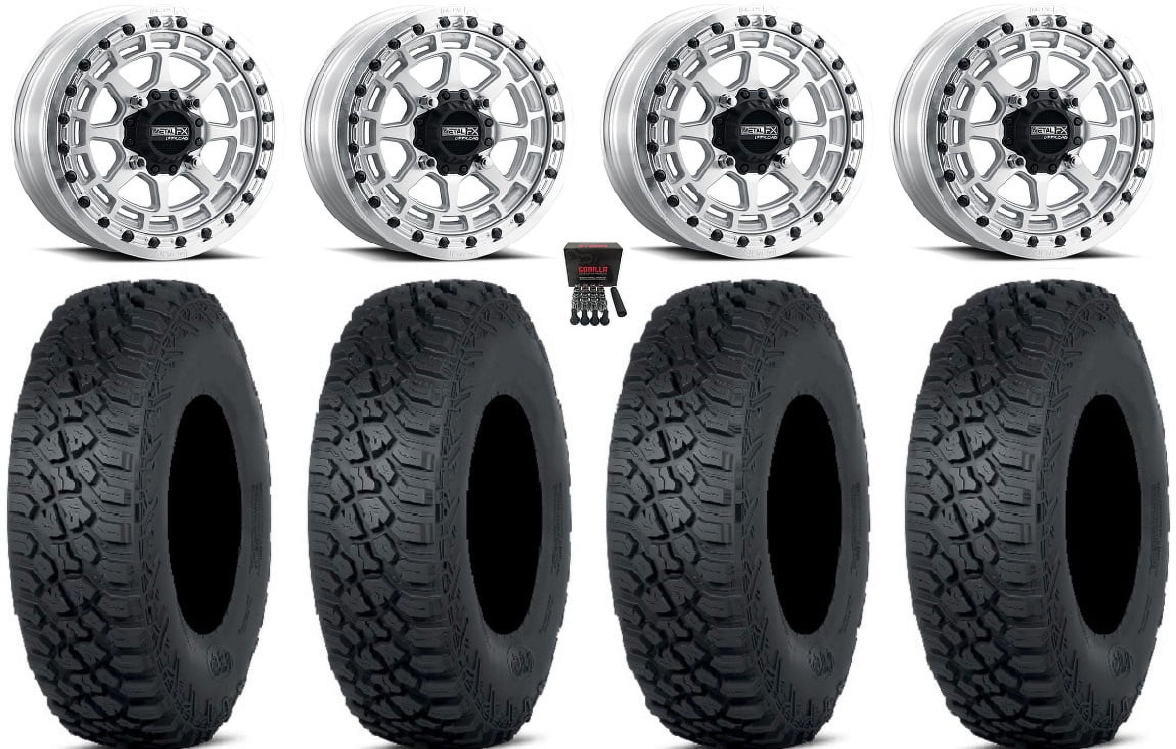 MetalFX Outlaw Bdlk 15" Wheels Raw 35" Tenacity XNR Tires Polaris RZR ...