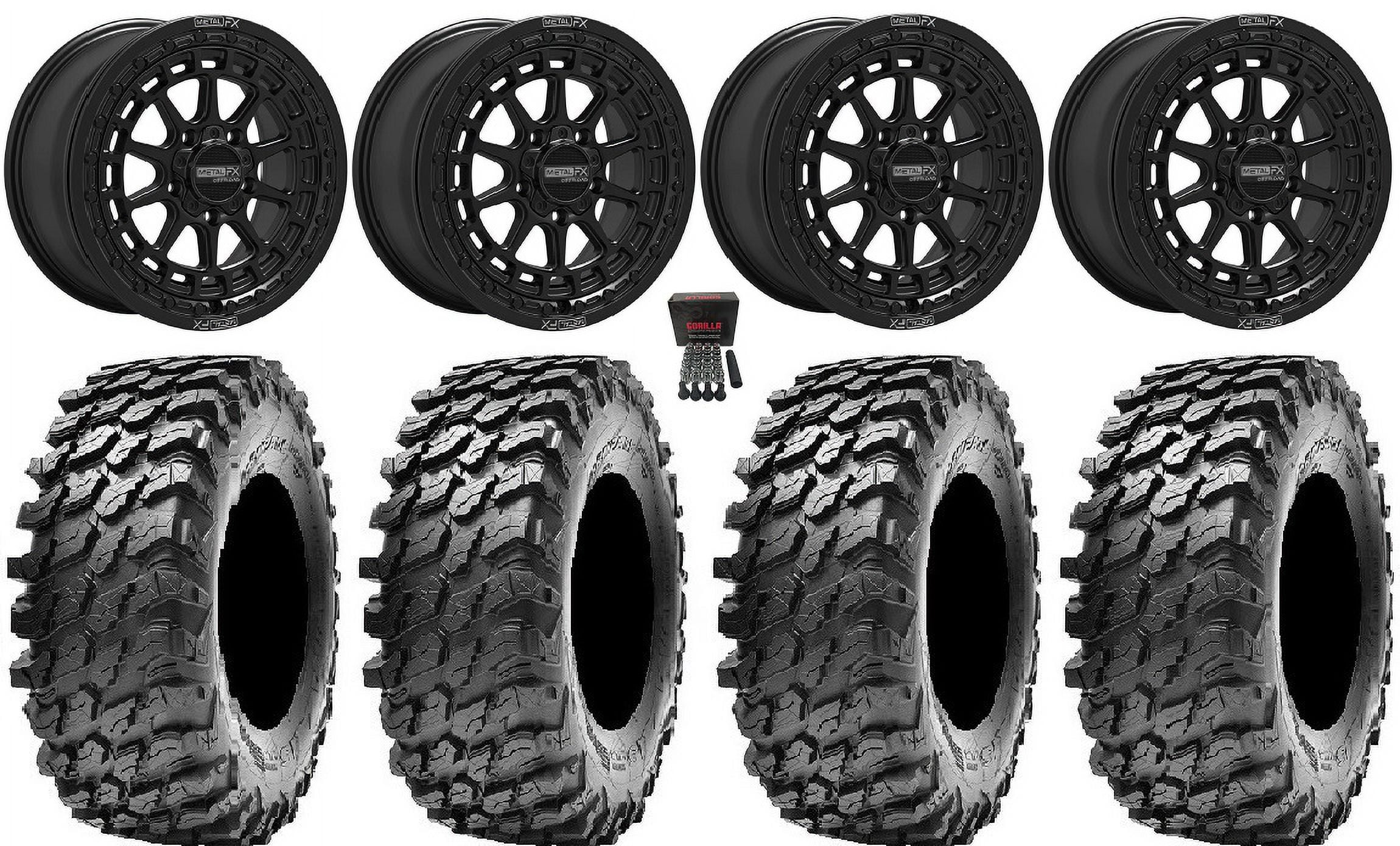 MetalFX Outlaw R Bdlk 15" Wheels Bk 32" Rampage Tires Polaris RZR Turbo ...