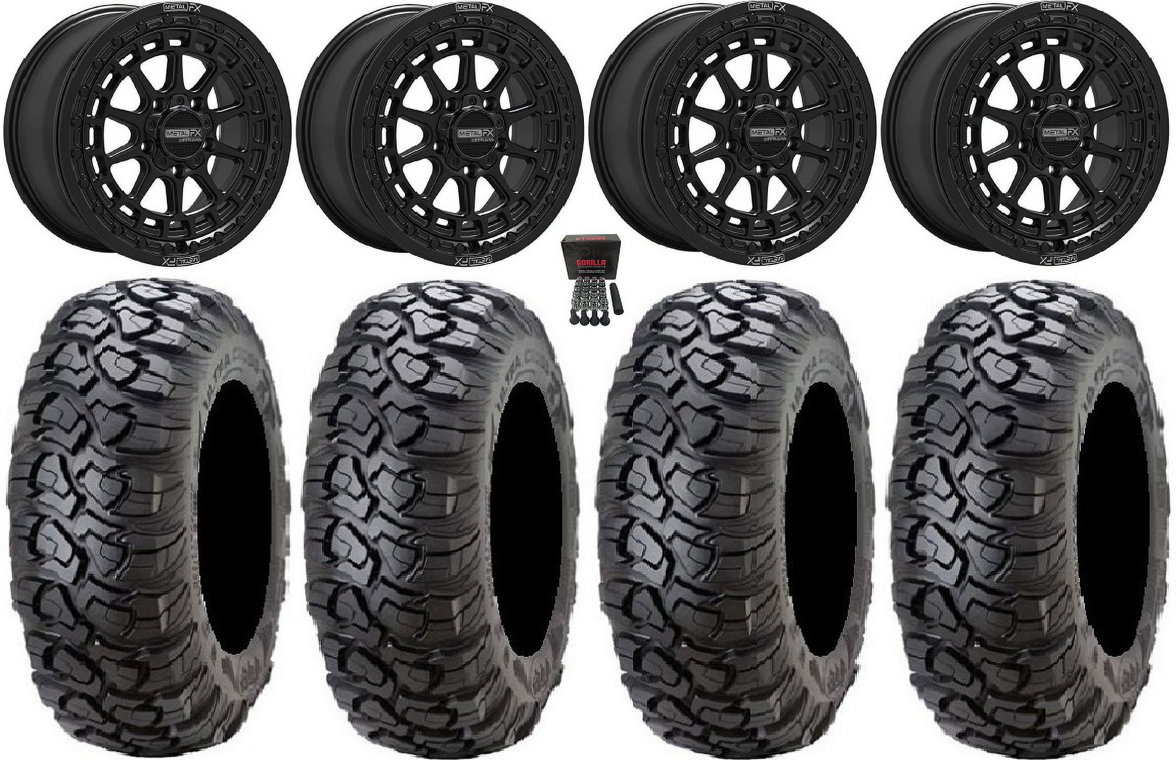 MetalFX Outlaw R Bdlk 15" Wheels Bk 32" Ultracross Tires Polaris RZR ...