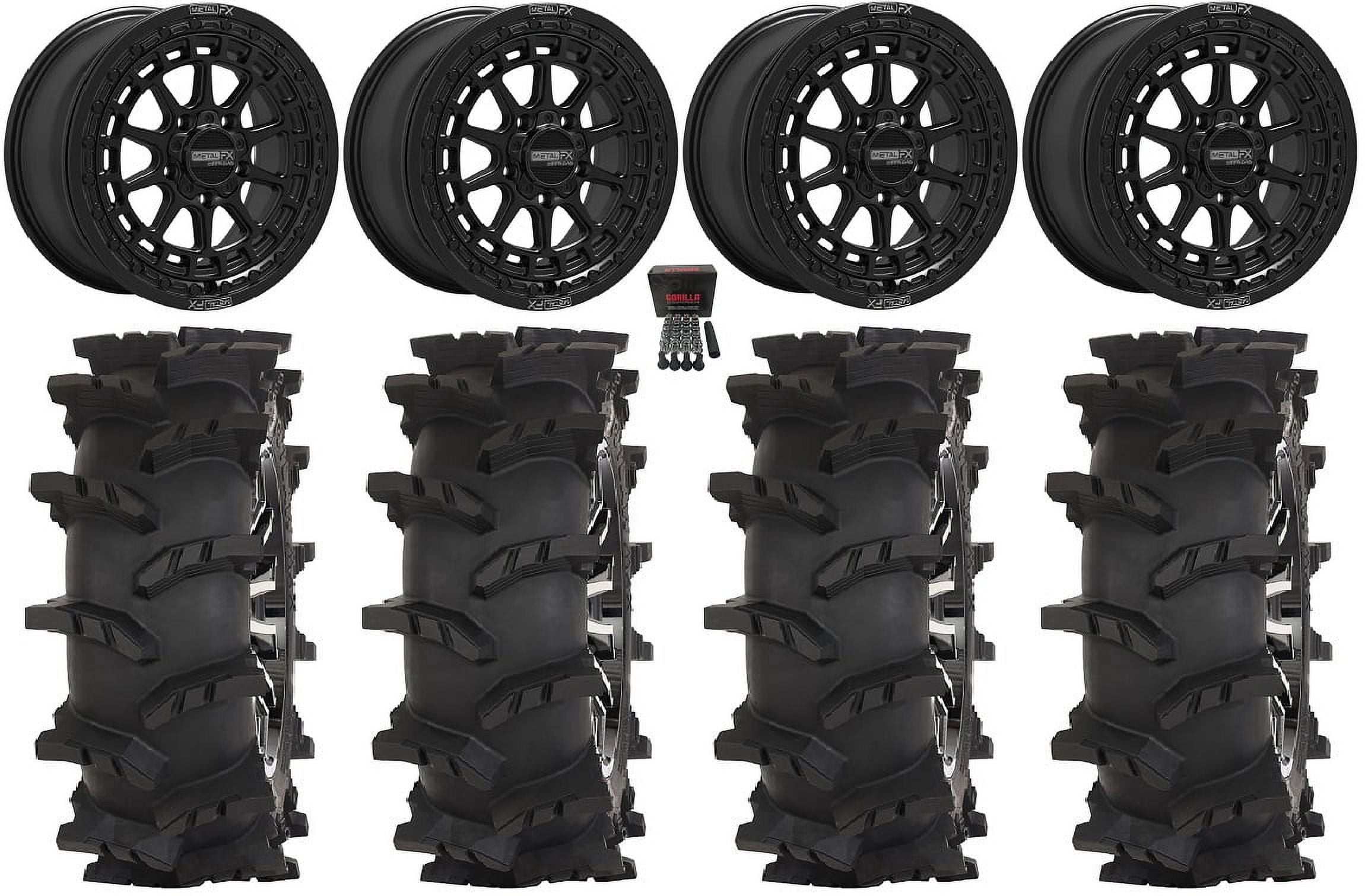 MetalFX Outlaw R Bdlk 15" Wheels Bk 33" Outlaw Max Tires Polaris RZR ...