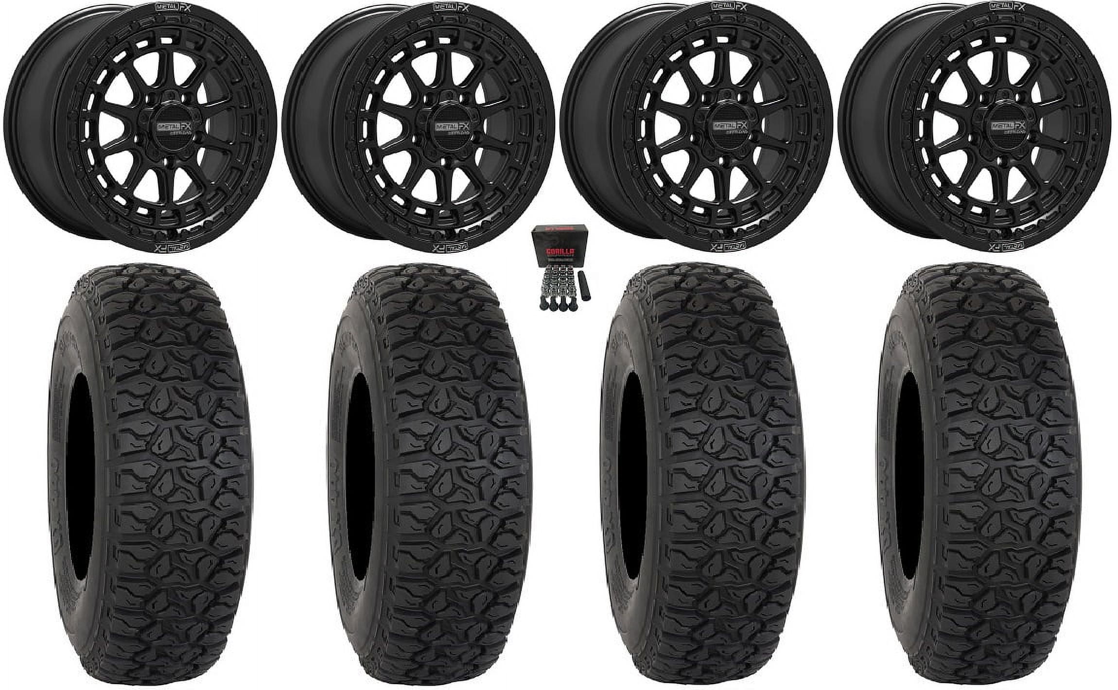 MetalFX Outlaw R Bdlk 15" Wheels Bk 35" DX440 Tires Polaris RZR Turbo R ...