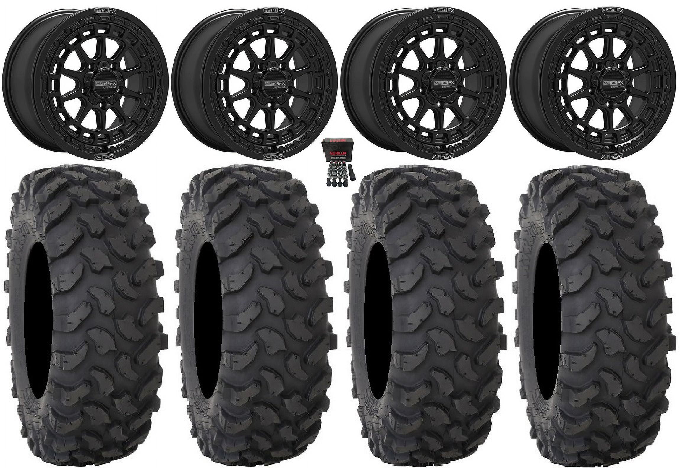 MetalFX Outlaw R Bdlk 15" Wheels Bk 35" XTR370 Tires Polaris RZR Turbo ...
