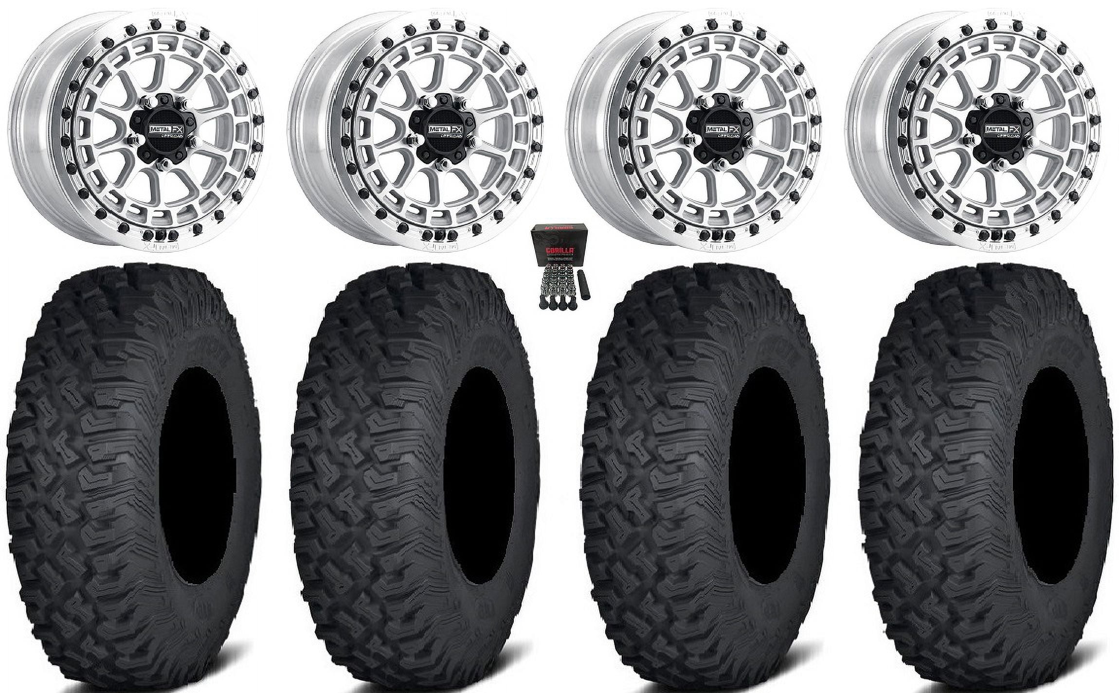 MetalFX Outlaw R Bdlk 15" Wheels Raw 33" Coyote Tires Polaris RZR Turbo ...