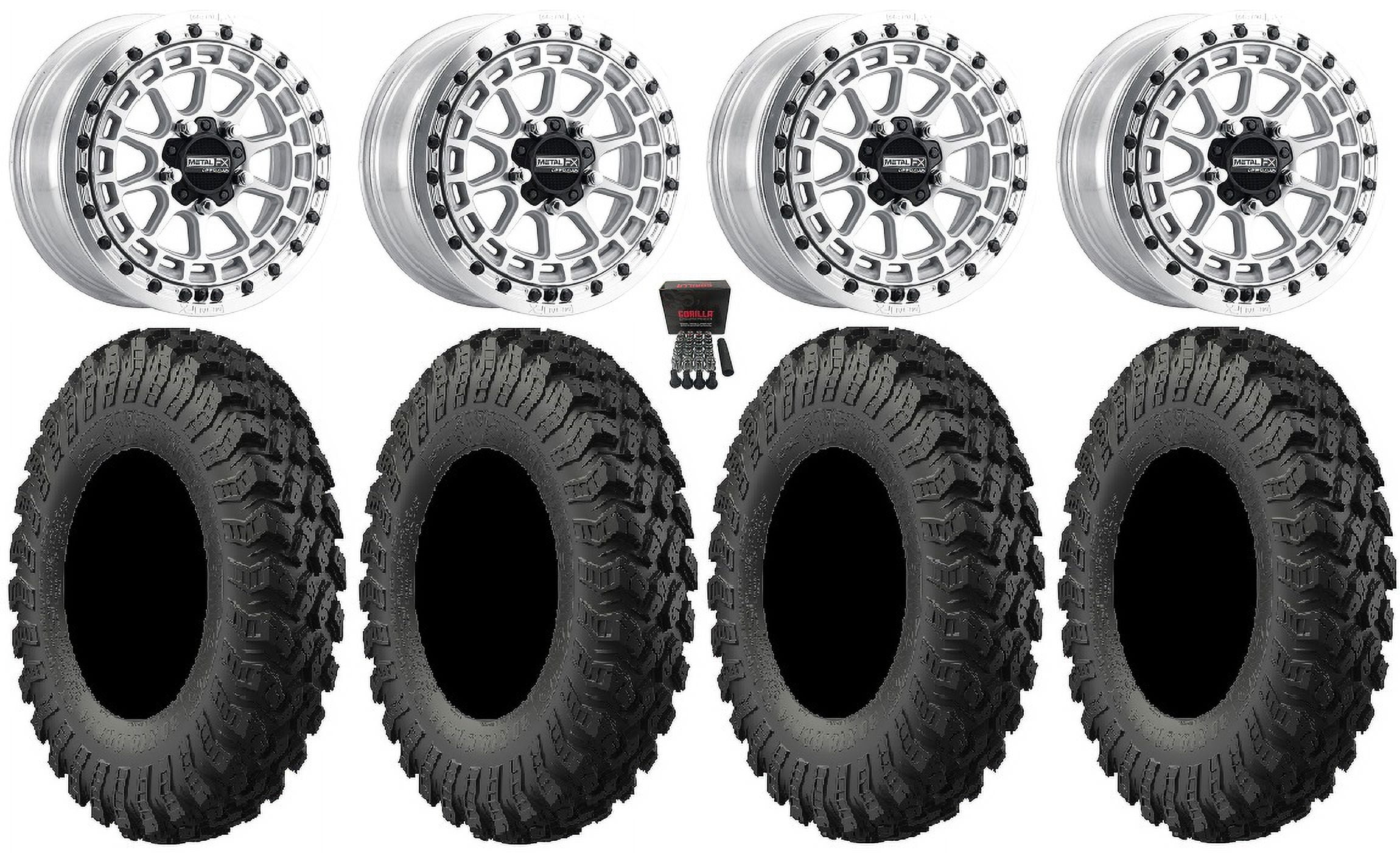 MetalFX Outlaw R Bdlk 15" Wheels Raw 33" MotoRally Tires Polaris RZR ...