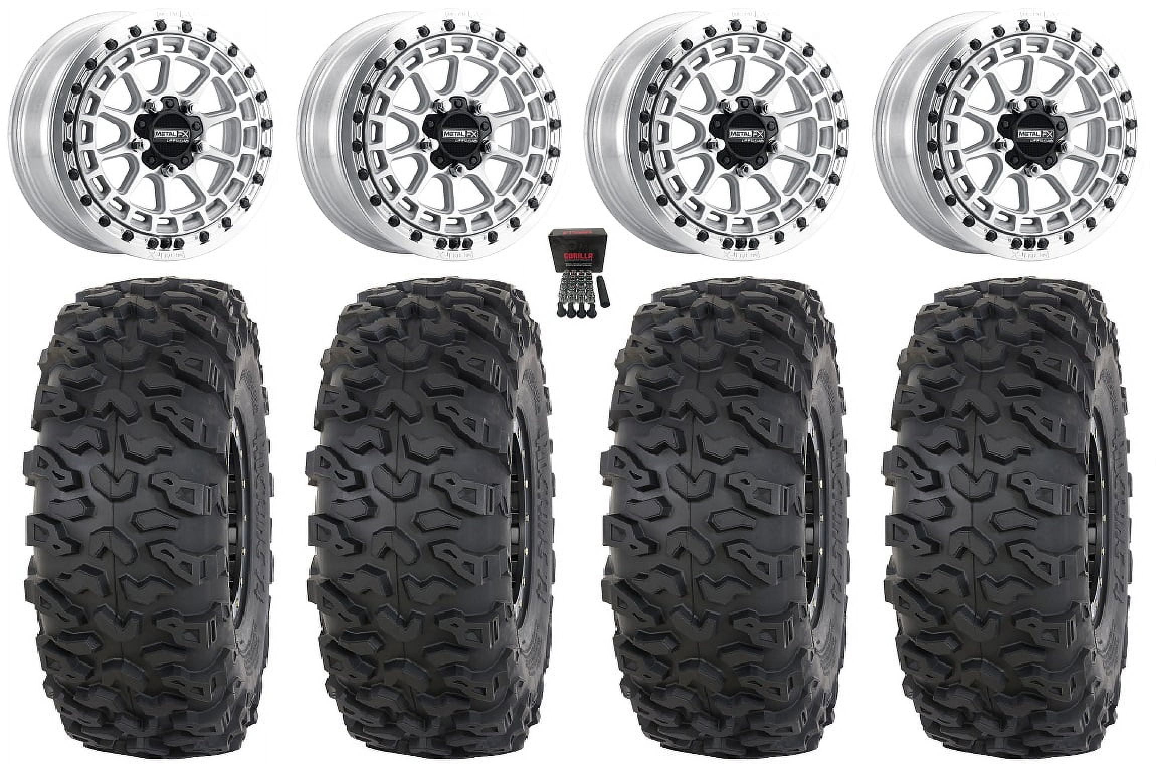 MetalFX Outlaw R Bdlk 15" Wheels Raw 33" Roctane T4 Tires Polaris RZR ...