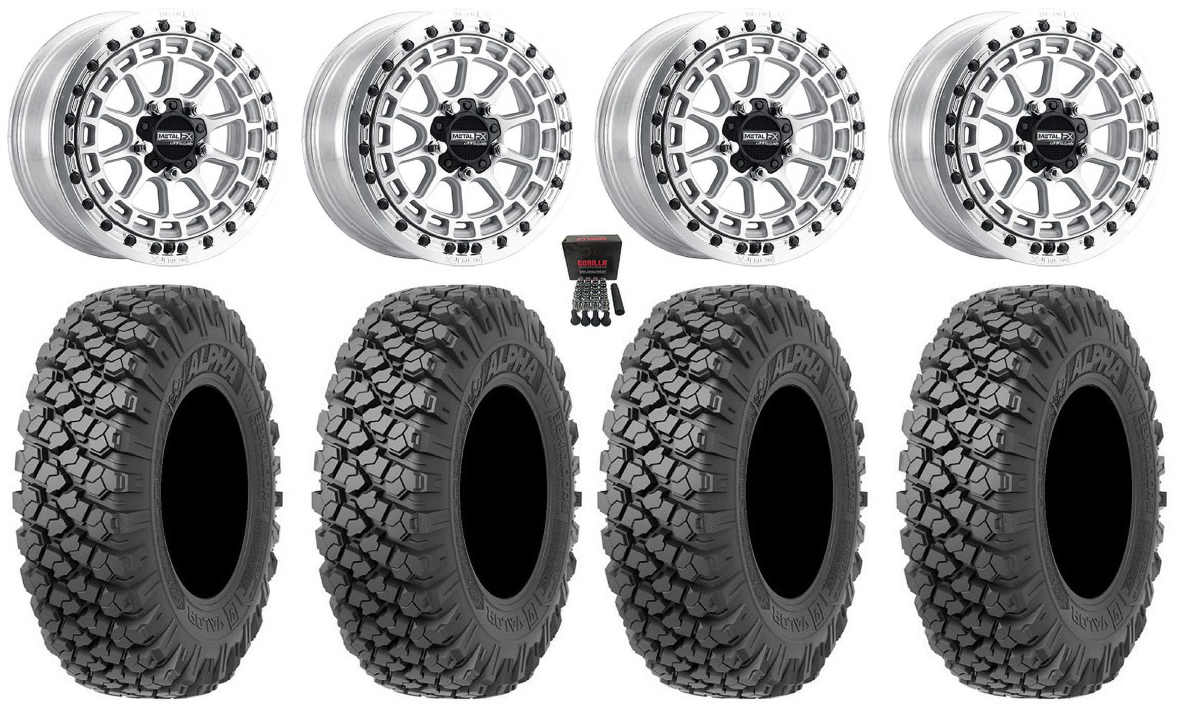 MetalFX Outlaw R Bdlk 15" Wheels Raw 35" Alpha Tires Polaris RZR Turbo ...