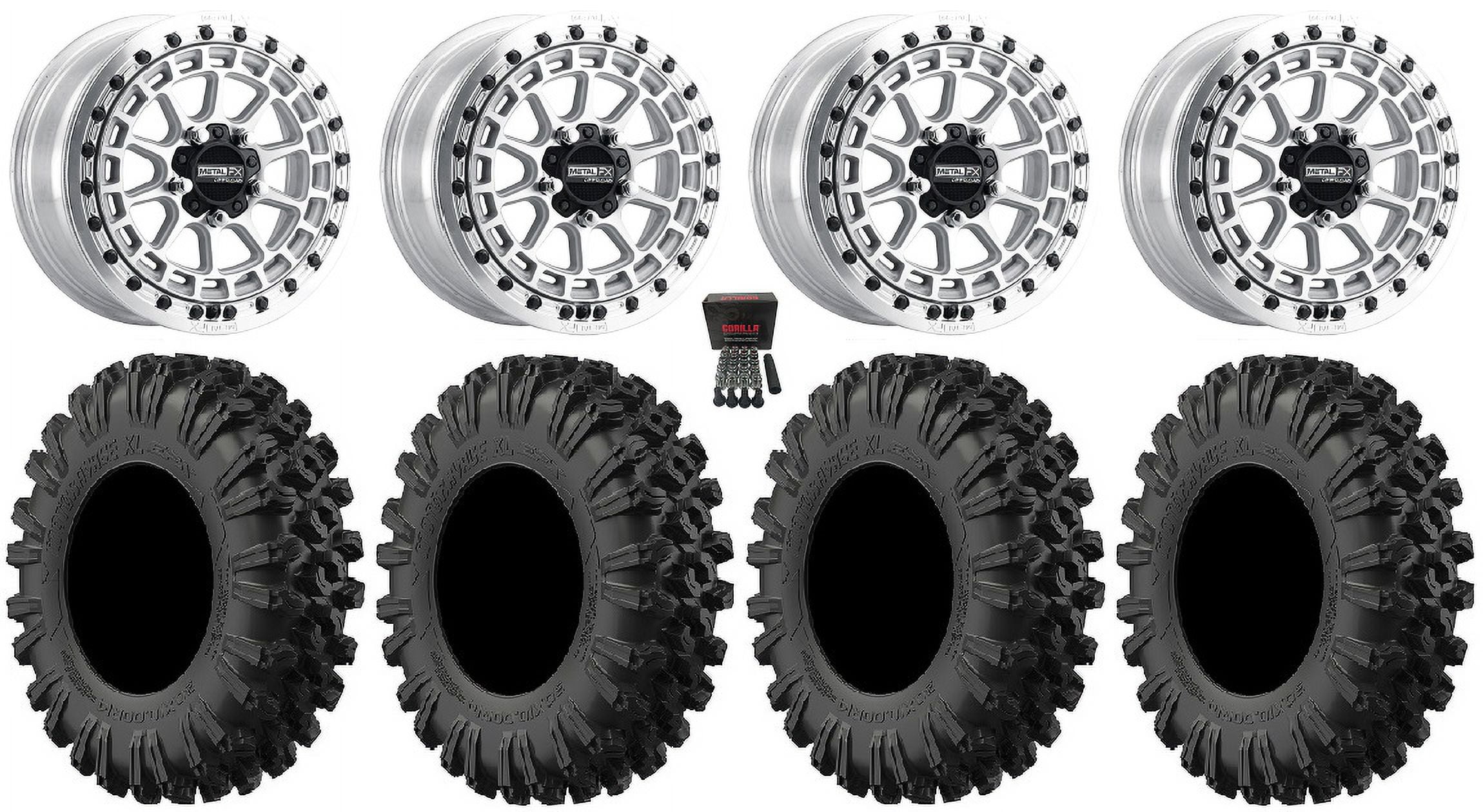 MetalFX Outlaw R Bdlk 15" Wheels Raw 37" MotoRavage XL Tires Polaris ...