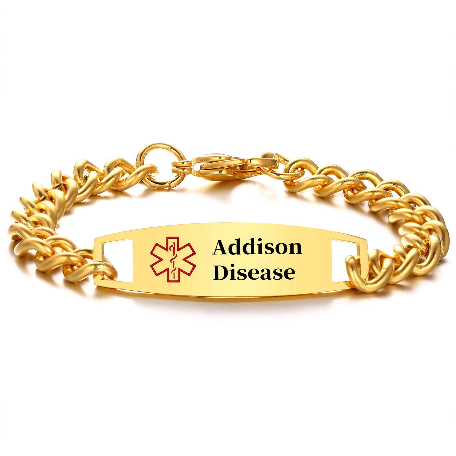 MetalJC Stainless Steel Medical Alert ID Bracelet for Men, Engraved ...