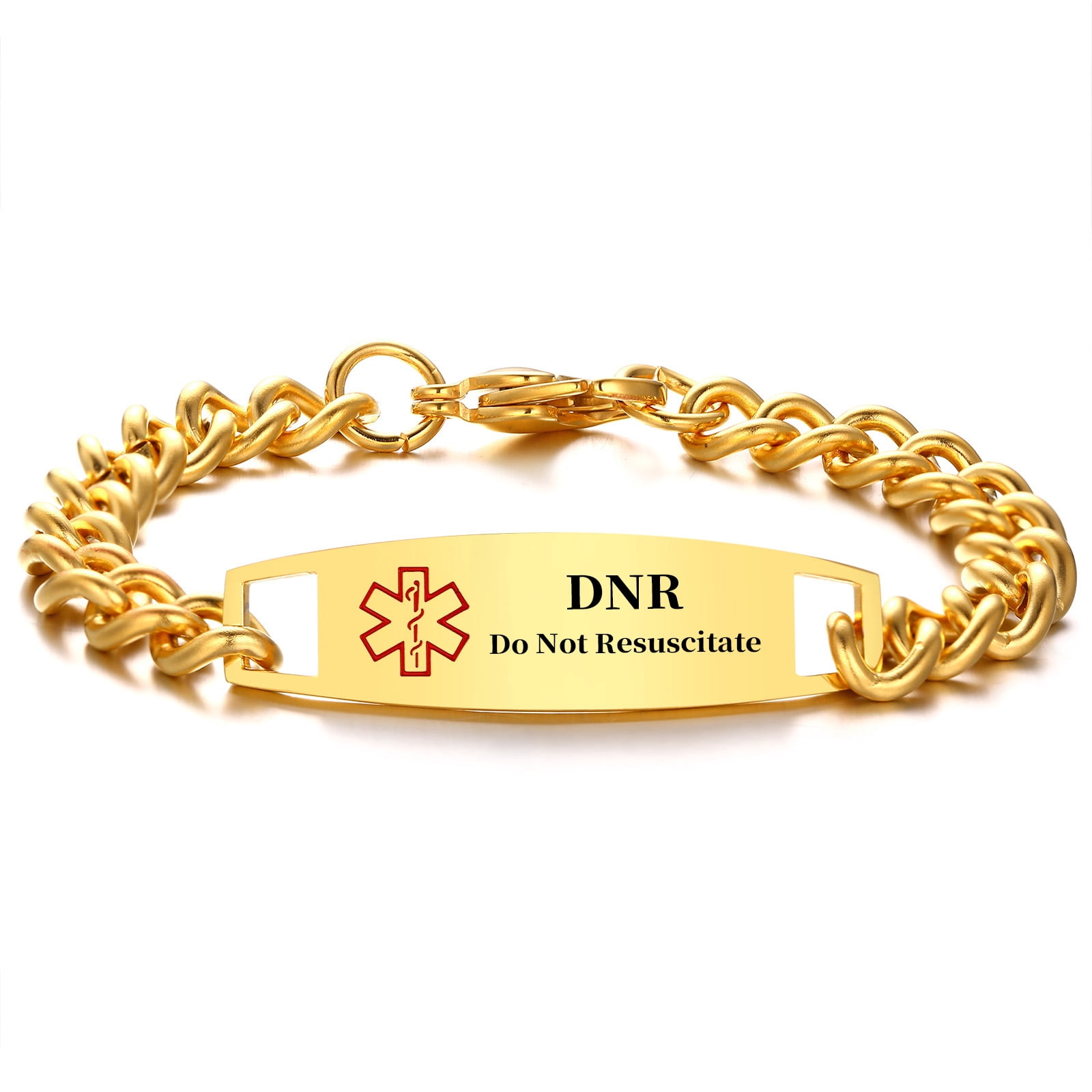 MetalJC Stainless Steel Medical Alert ID Bracelet for Men, Engraved DNR ...