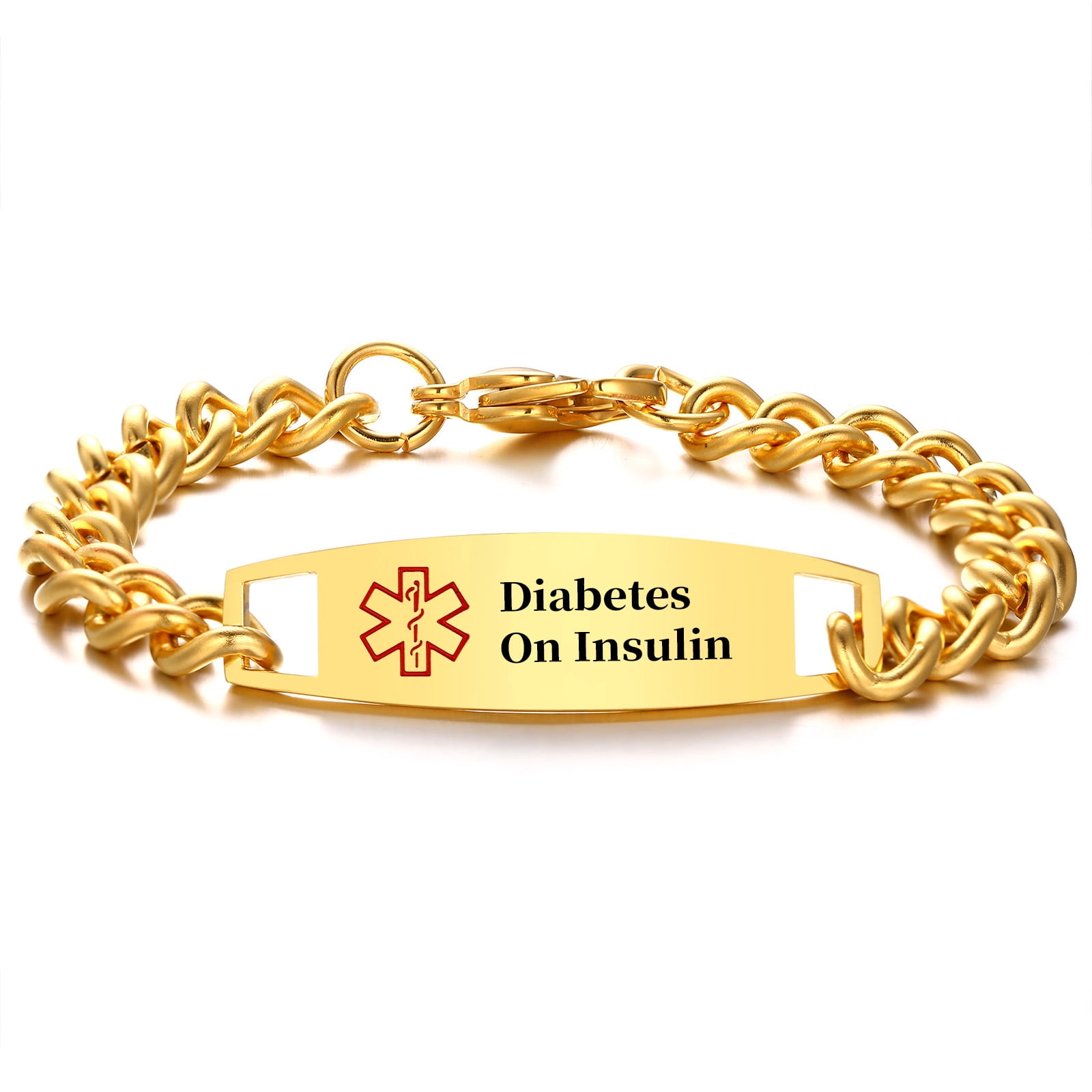MetalJC Stainless Steel Medical Alert ID Bracelet for Men, Engraved ...