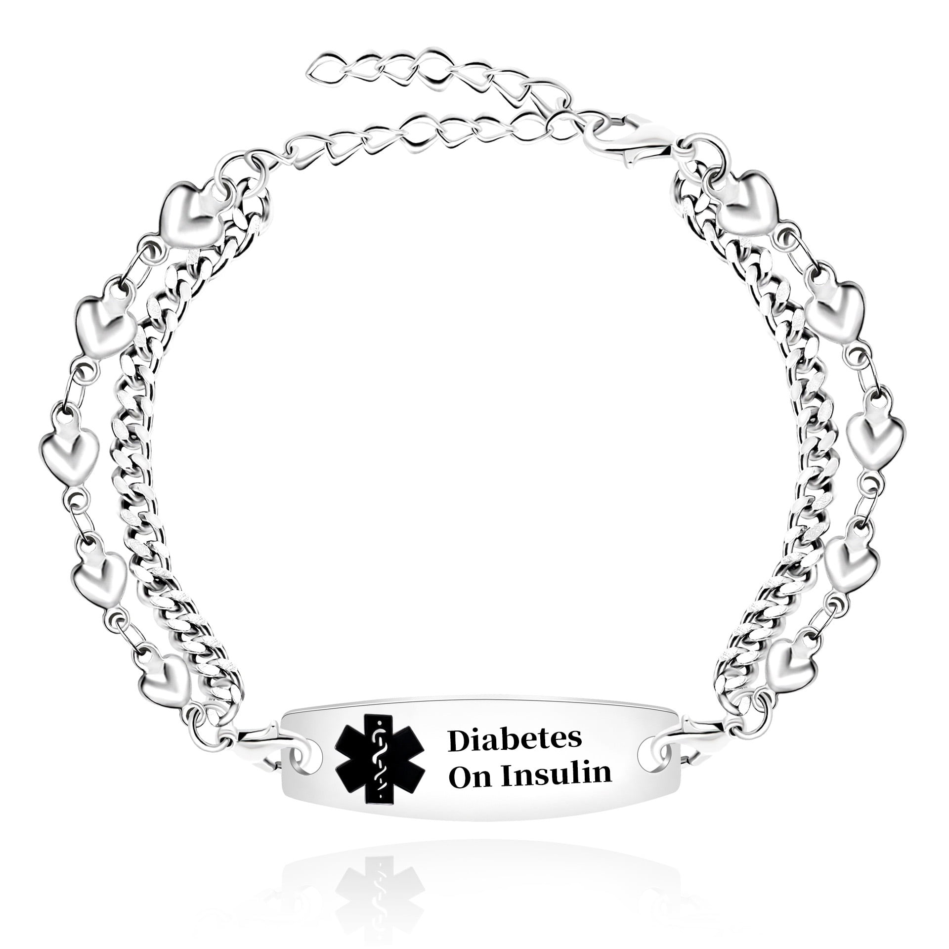 MetalJC Stainless Steel Medical Alert ID Bracelet for Women, Engraved ...