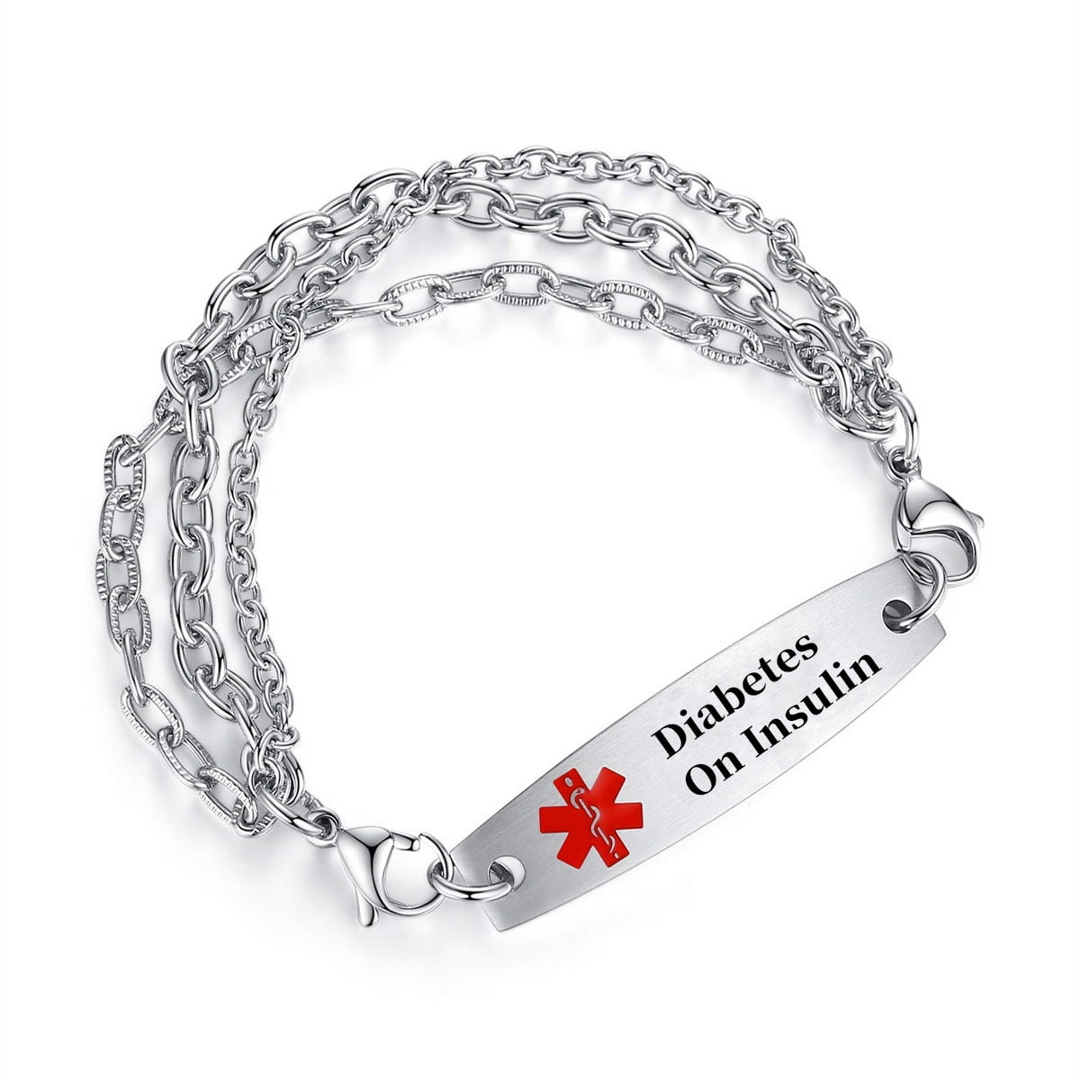 MetalJC Stainless Steel Medical Alert ID Bracelet for Women, Engraved ...