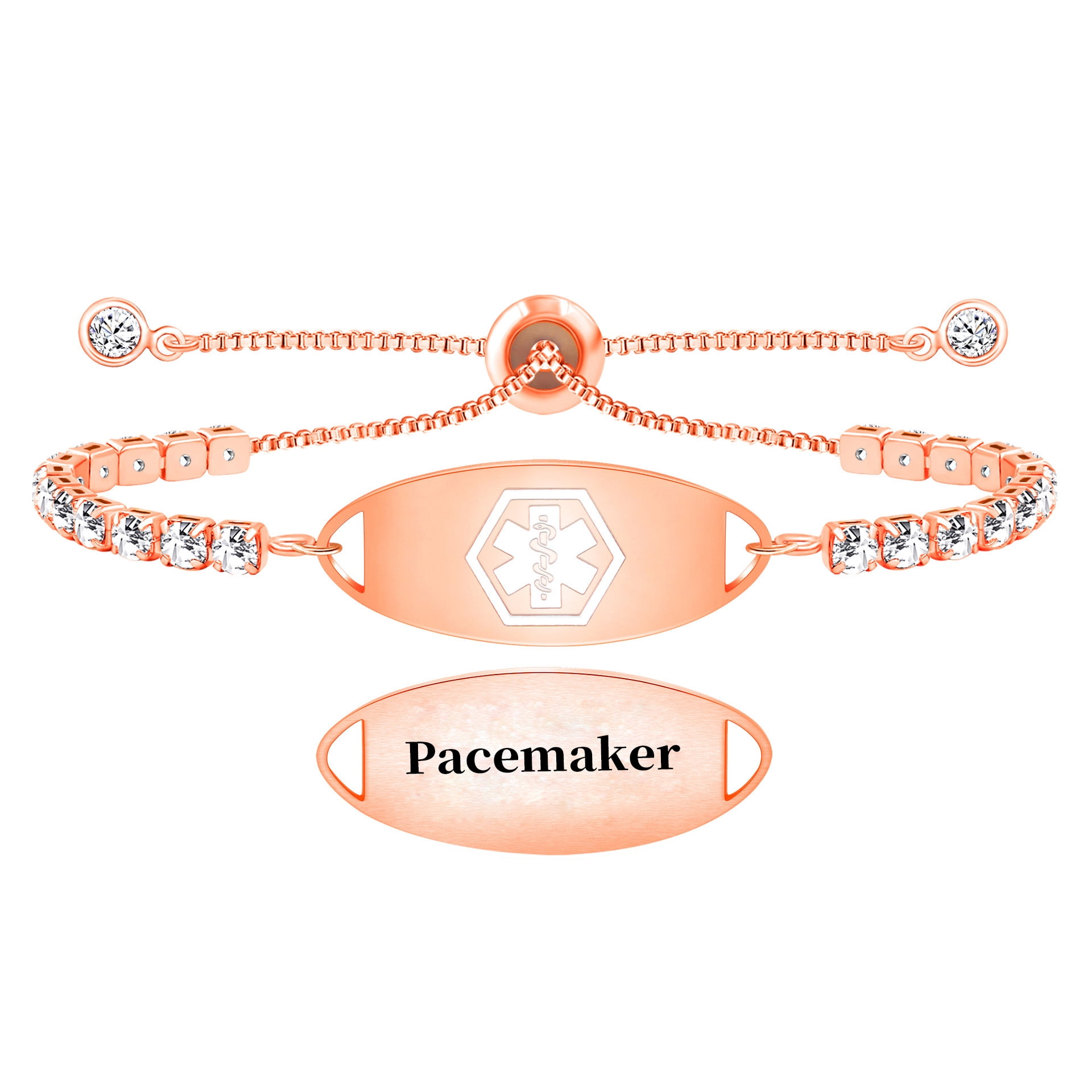 MetalJC Stainless Steel Medical Alert ID Bracelet for Women, Engraved Pacemaker - Walmart.com