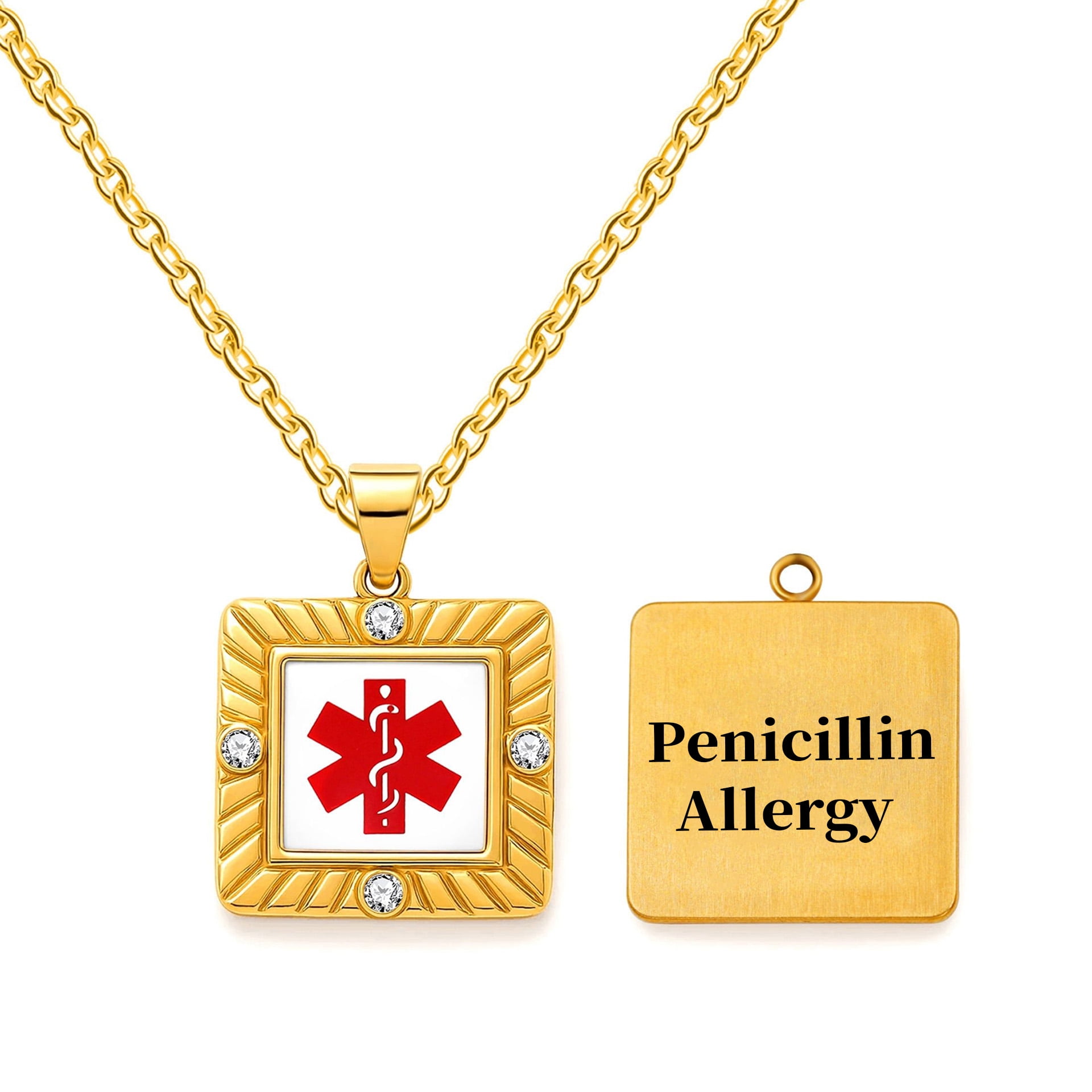 MetalJC Stainless Steel Medical Alert ID Necklace Pendants for Women ...