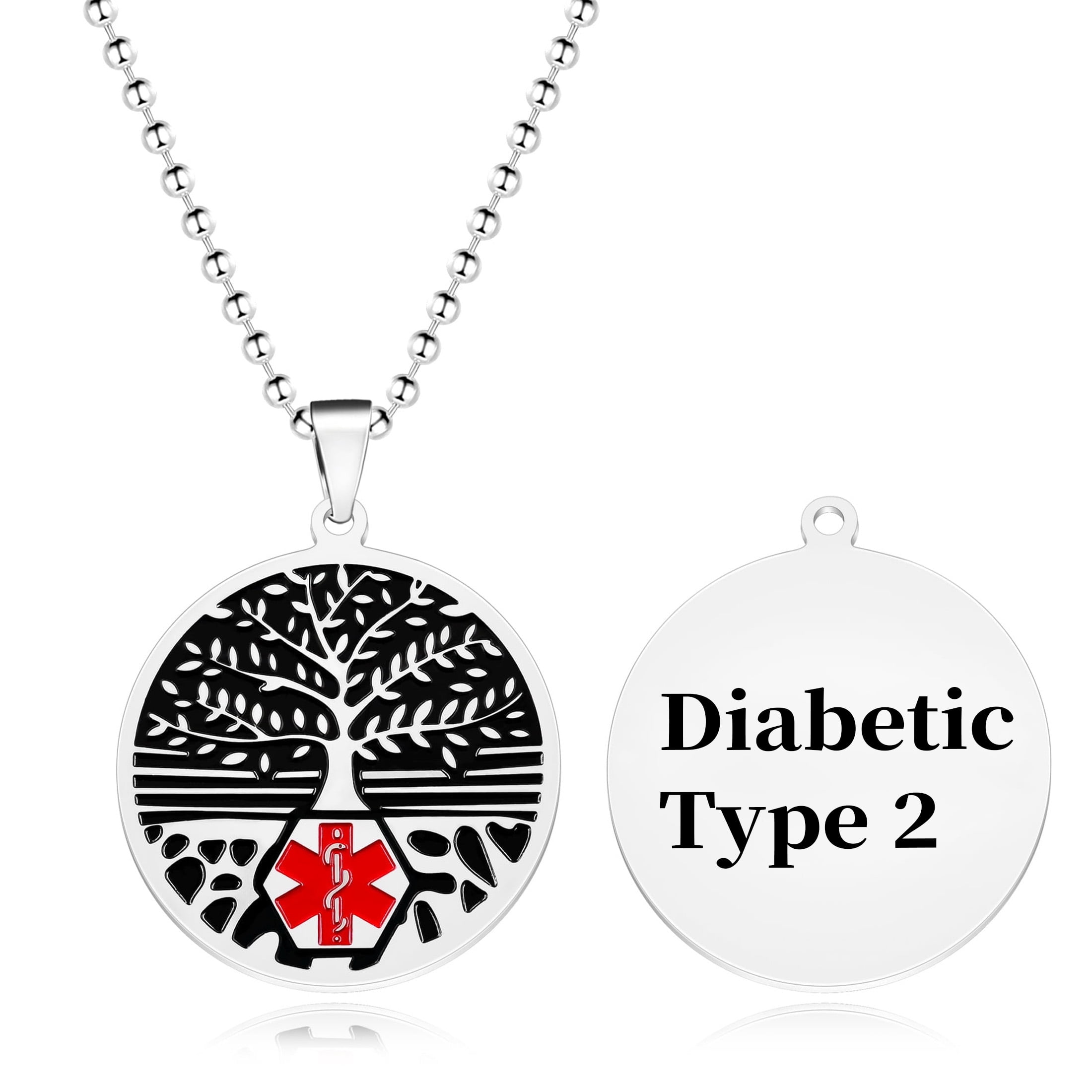 MetalJC Stainless Steel Tree of Life Medical Alert ID Necklace Pendants ...