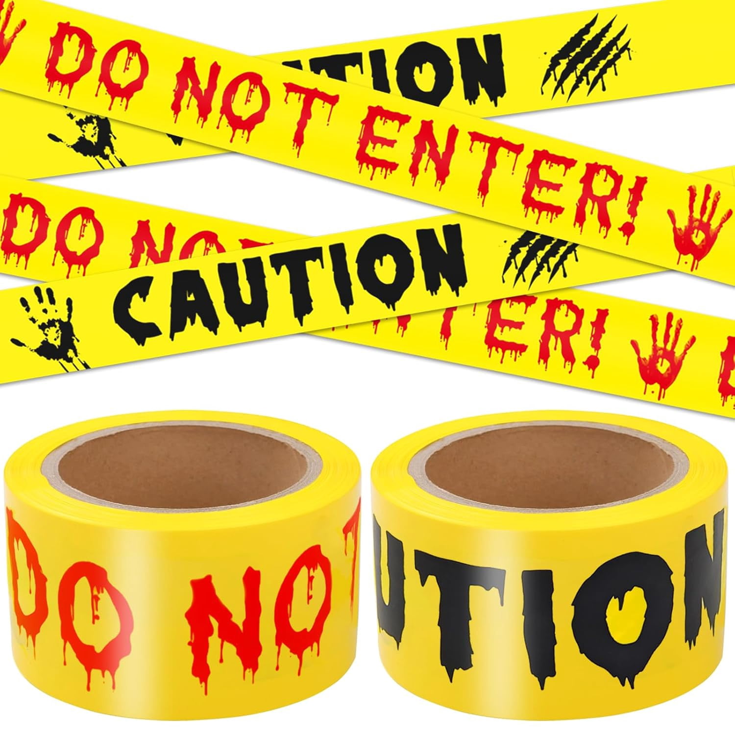 MetalM - 2Pcs Halloween Decorations Caution Tape 2In x 164Ft, Blood ...