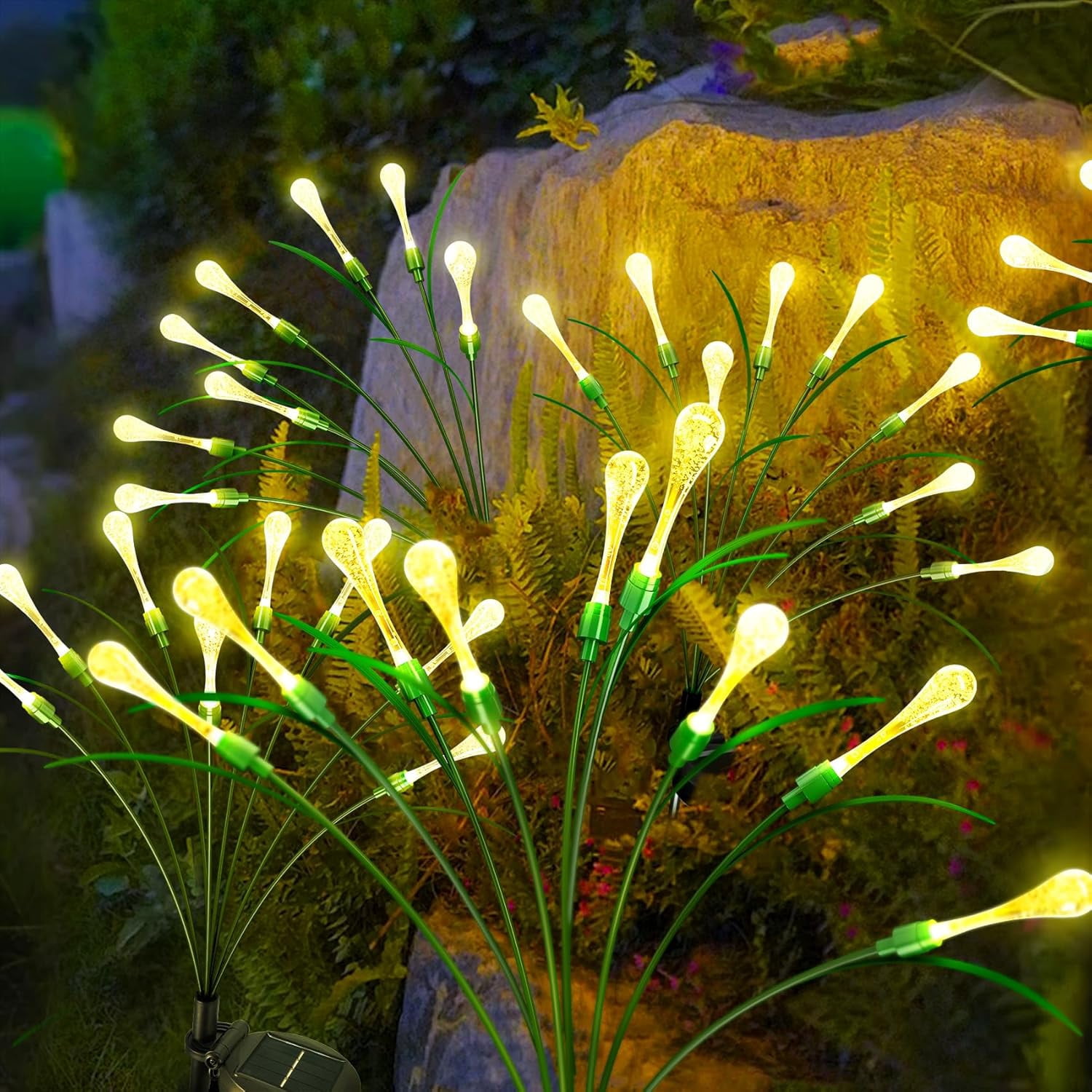 MetalM Solar Garden Lights Outdoor: 8 Removable PVC Water Drop Light ...