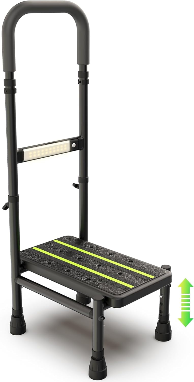 MetalM - Step Stool with Handle for Elderly,Adjustable Handrail & Leg ...