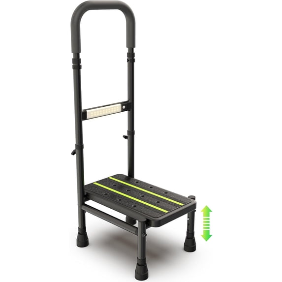 MetalM - Step Stool with Handle for Elderly,Adjustable Handrail & Leg ...