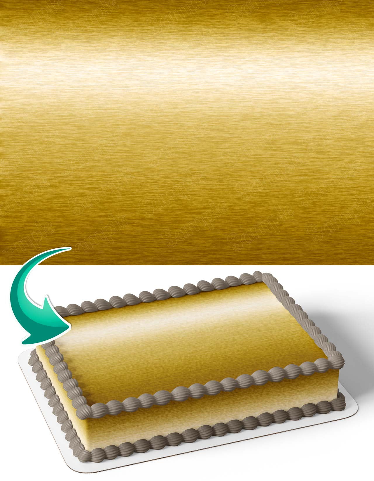 Metalic Gold Cake Wrap Edible Image Cake Topper Personalized Birthday ...